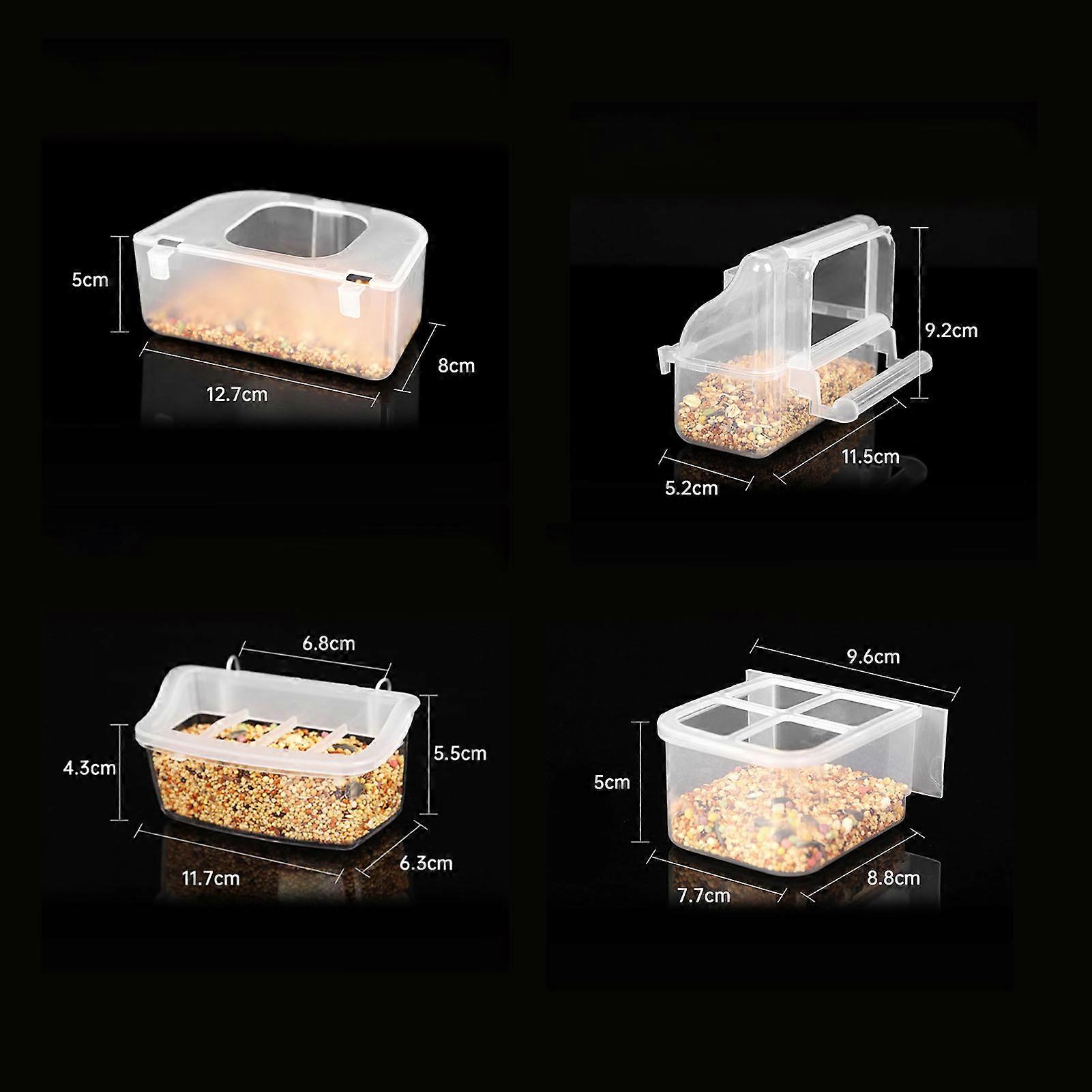 Parrot Feeder Drinker Bird Food Box Hanging Bowl Transparent Anti-Spill ...