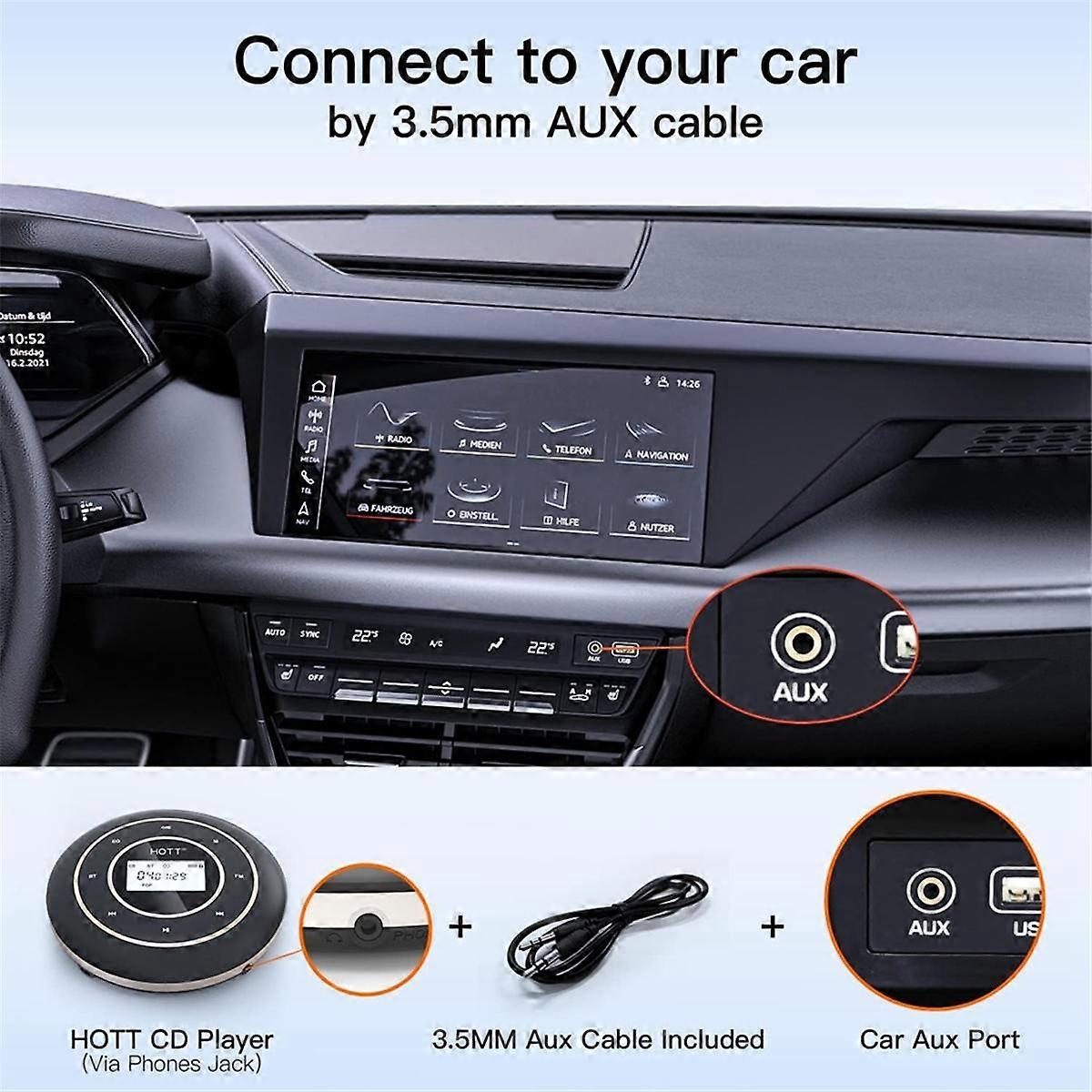 C105 Portable CD Player Bluetooth FM Transmitter Rechargeable CD Player ...