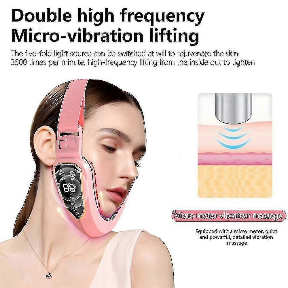 Microcurrent V Face Lifting Ems Facial Slimming Massager Double Chin Remover Led Light Therapy ...