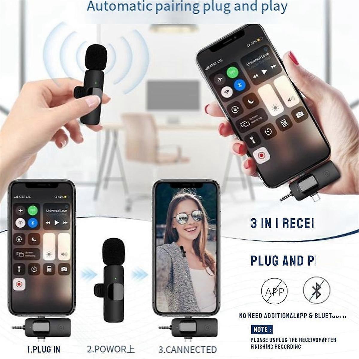 3-In-1 Wireless Lavalier Microphone for Mobile Phone Camera Computer ...