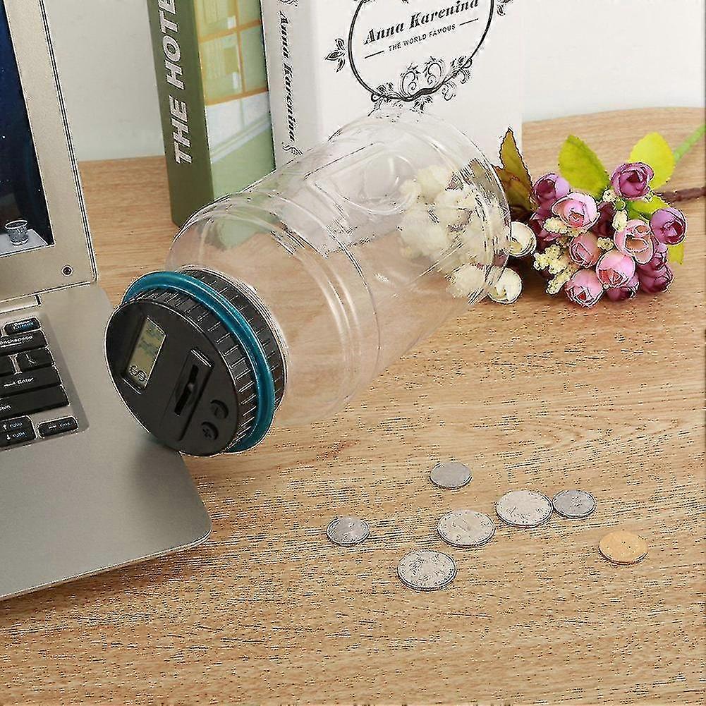 2x Electronic Digital Coin Counter Automatic Money Counting Jar Saving ...