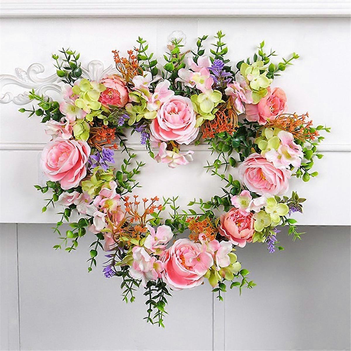 Artificial Wreath Adorn Prop Heart Shaped Garland Valentines Day Wreath ...