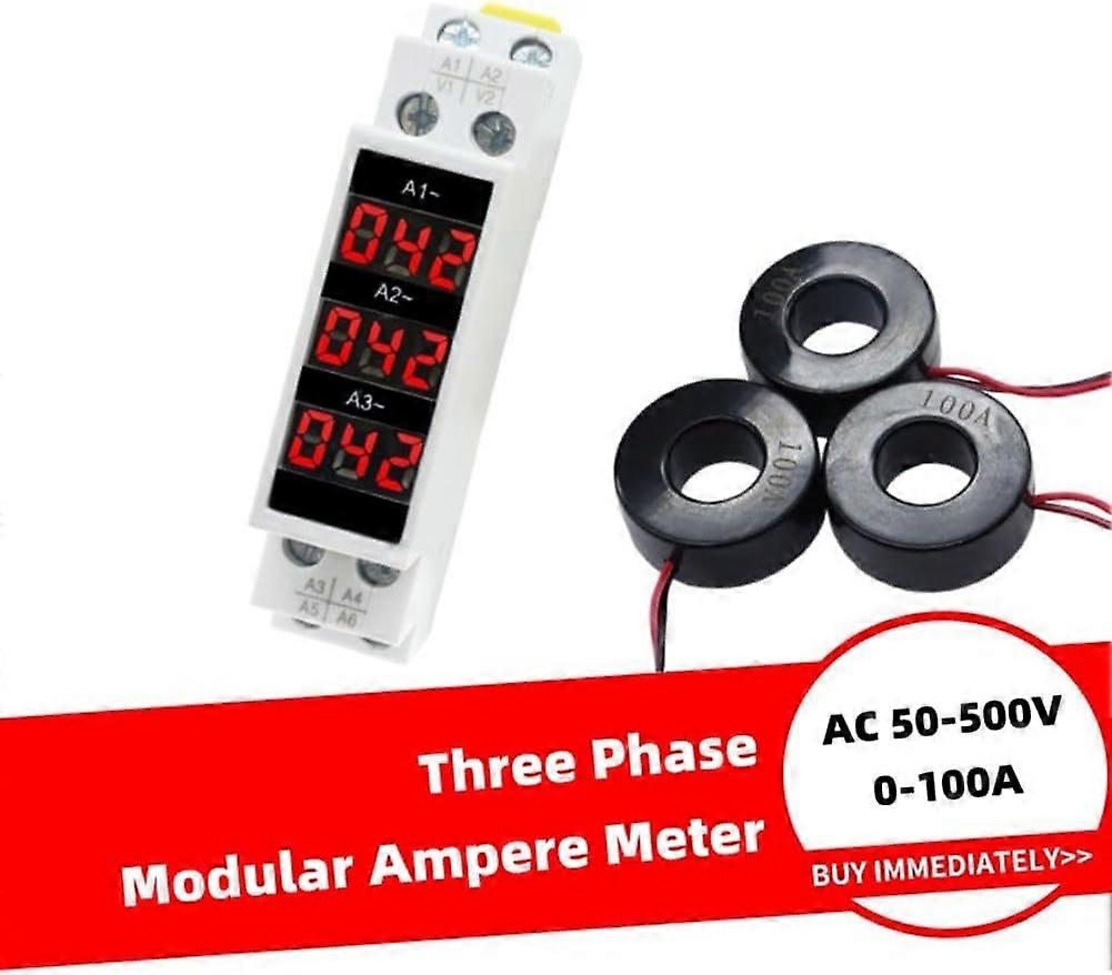 Three Phase Din Rail Ammeter, 3-Digit Three Phase Display, 3-Phase Digital Display, Modular ...
