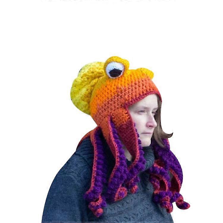 Octopus Hat, knitted Octopus hat, Funny Headgear Hand-woven Octopus ...