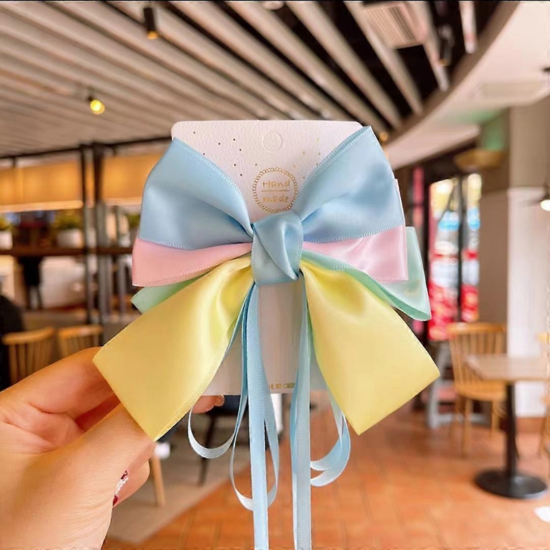 Girls fringe ribbon bow hair card headdress back of head super fairy ...