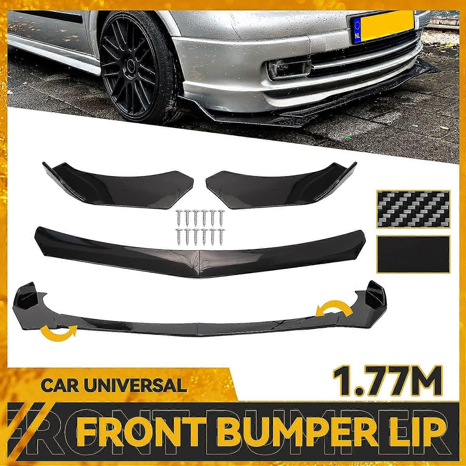 Universal Gloss Black Front Bumper Chin Splitter Spoiler Lip Body Kit ...