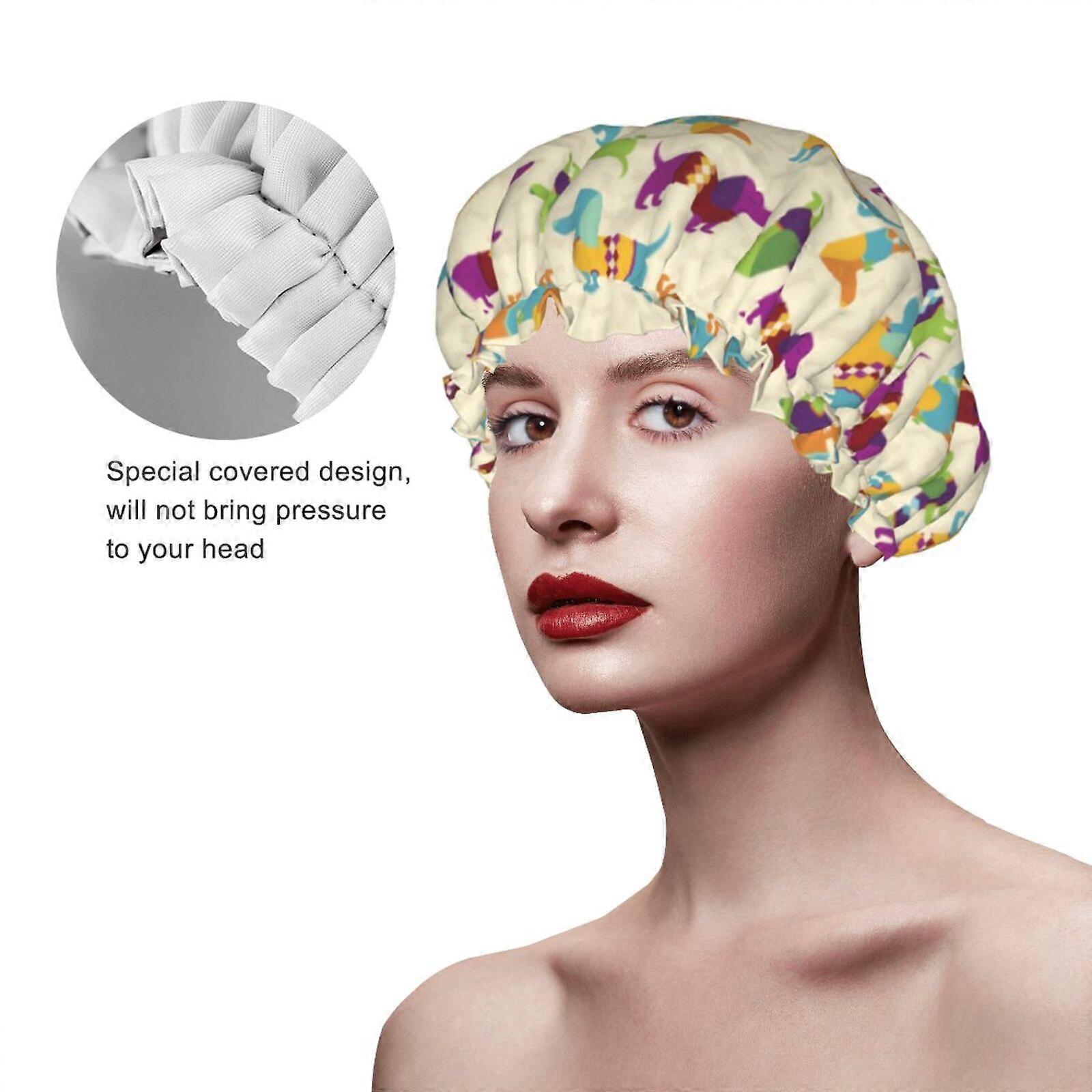 Dachshund Dog Shower Cap For Women Girls Adjustable Double Layers ...