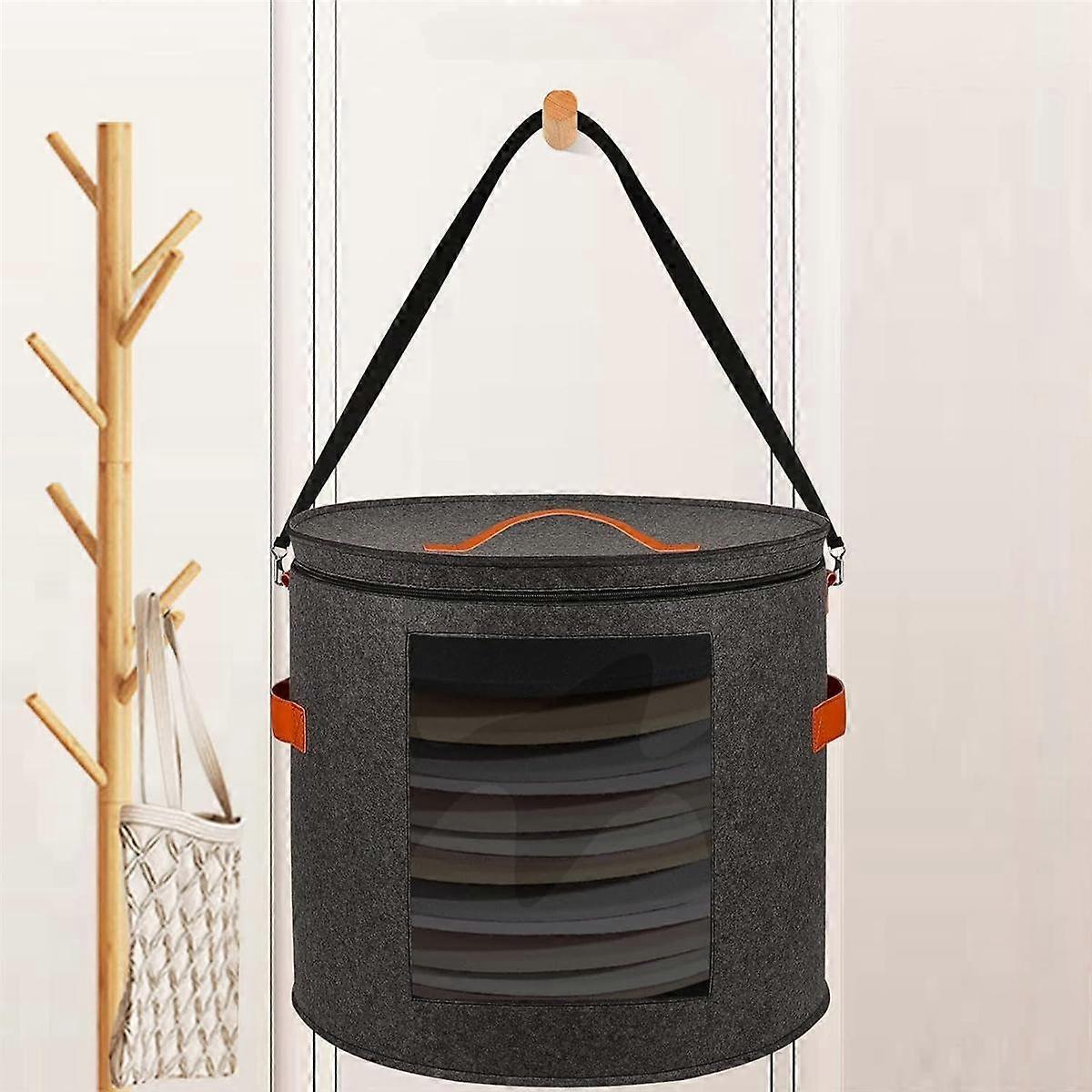 Hat Storage Box for Women & Men, 19Inch D x 17Inch H Hat Boxes Felt ...