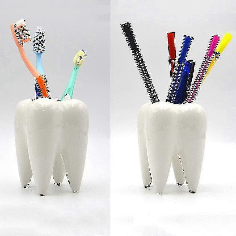 Ceramic Tooth Pencil Toothbrush Holder Pot Meat Plant Pot Home Office ...