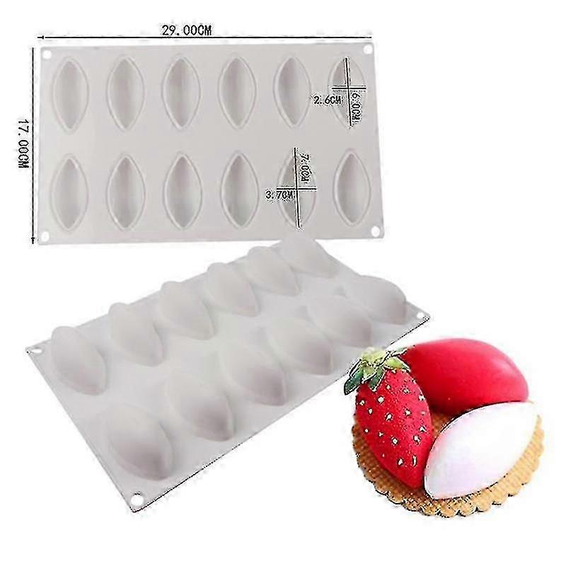 12 Cavity Silicone Cake Fondant Mold Form Quenelle Shaped Mould Mousse Cake Tool | Fruugo UK