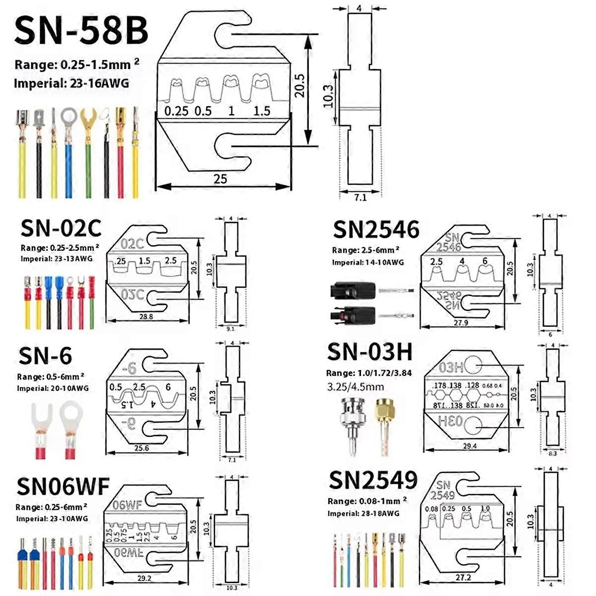 Ratcheting Crimping Tool 8PCS Set for Dupont JST MOLEX Open Barrel,Non ...
