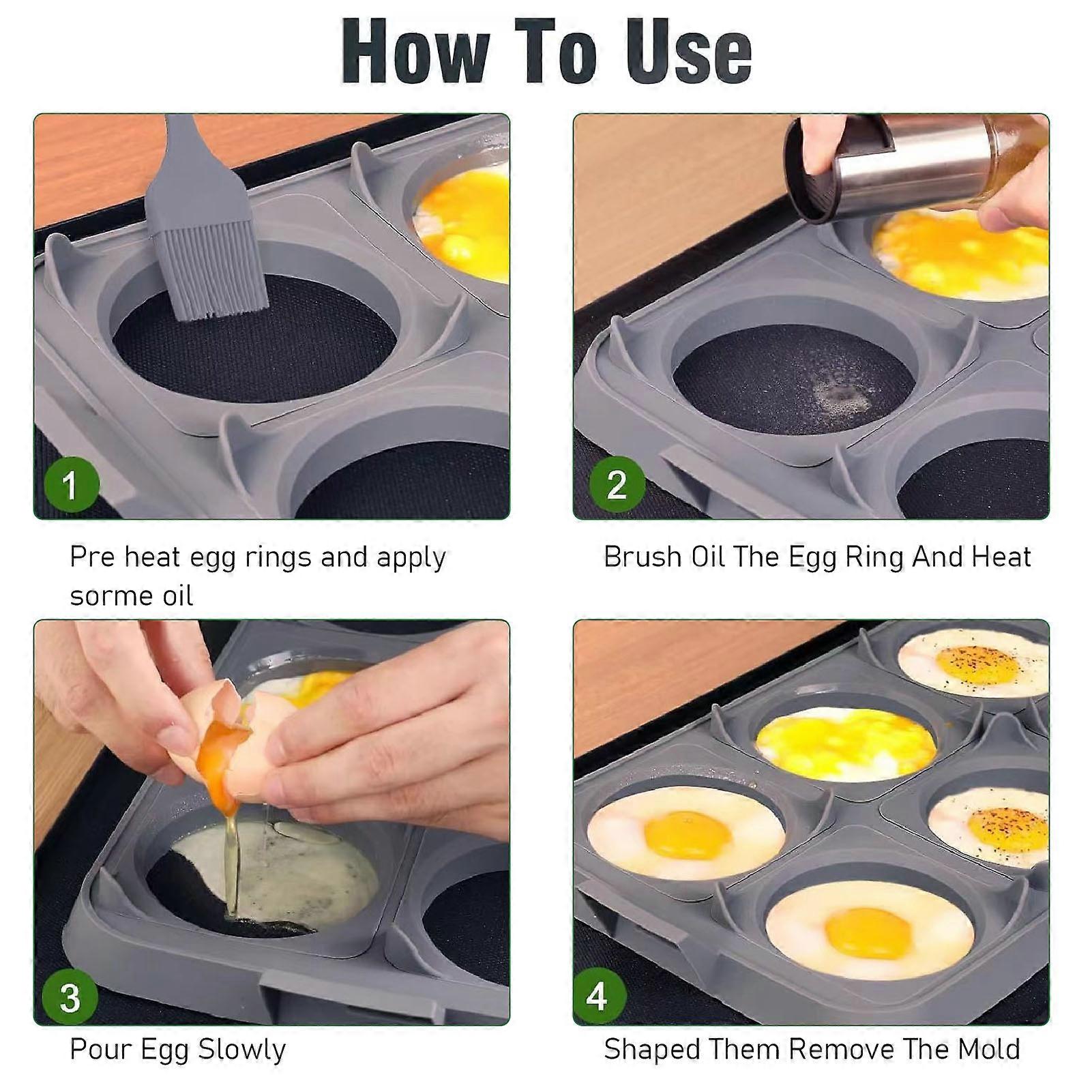 Egg Ring Tray Griddle Egg Ring Tray Silicone Pancake Ring with 6 ...