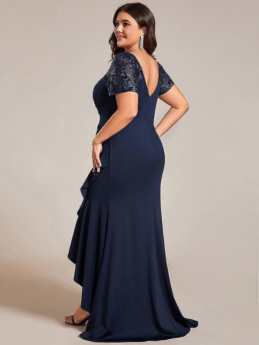 Ever-Pretty Women's Plus Size High-Low V-Neck Bodycon Slit Fishtail ...