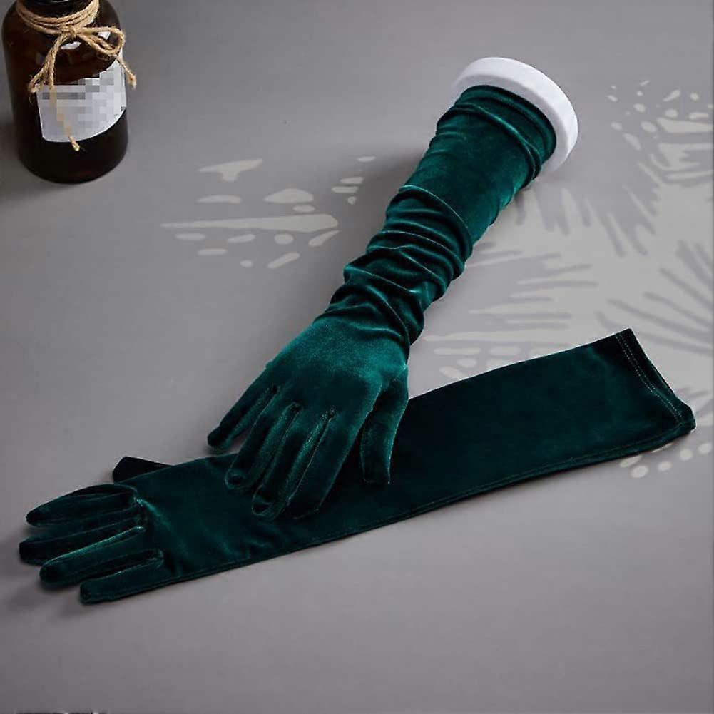 Burgundy Velvet Opera Gloves for Women Vintage Style Long Evening ...