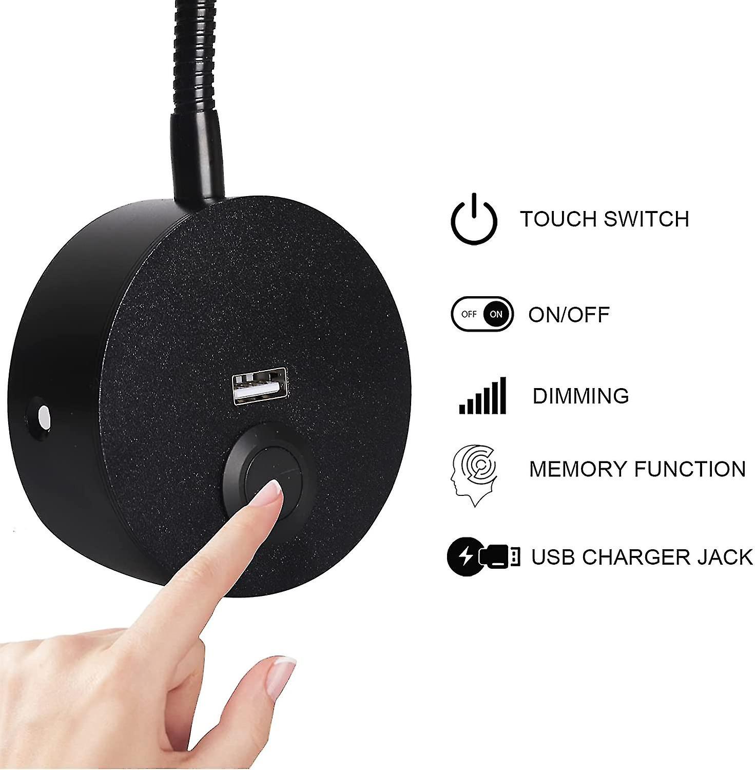 Dimmable Bedside Reading Light, Minimalist Led Bed Reading Lamp ...