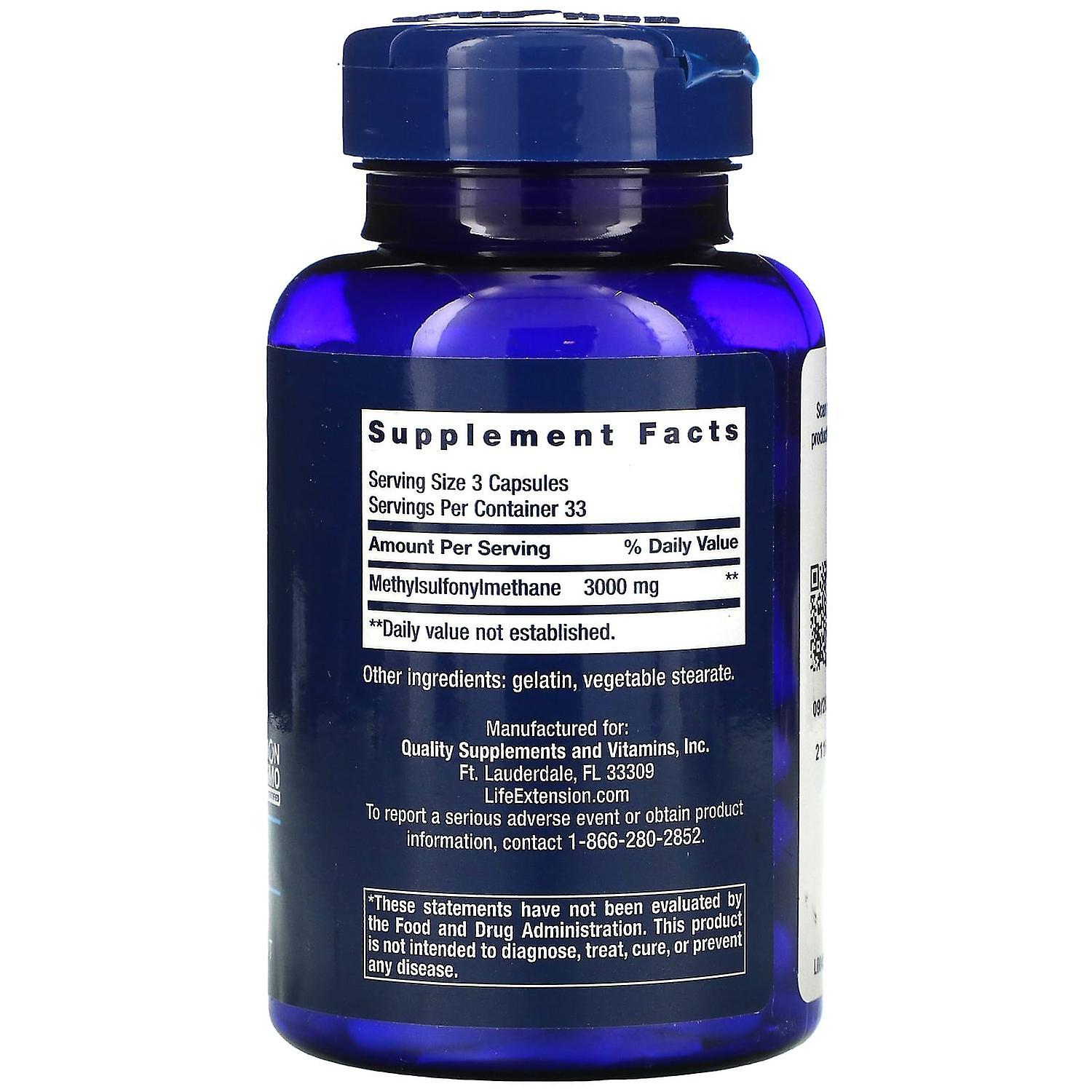 Life Extension, MSM, 1,000 mg, 100 Capsules | Fruugo UK