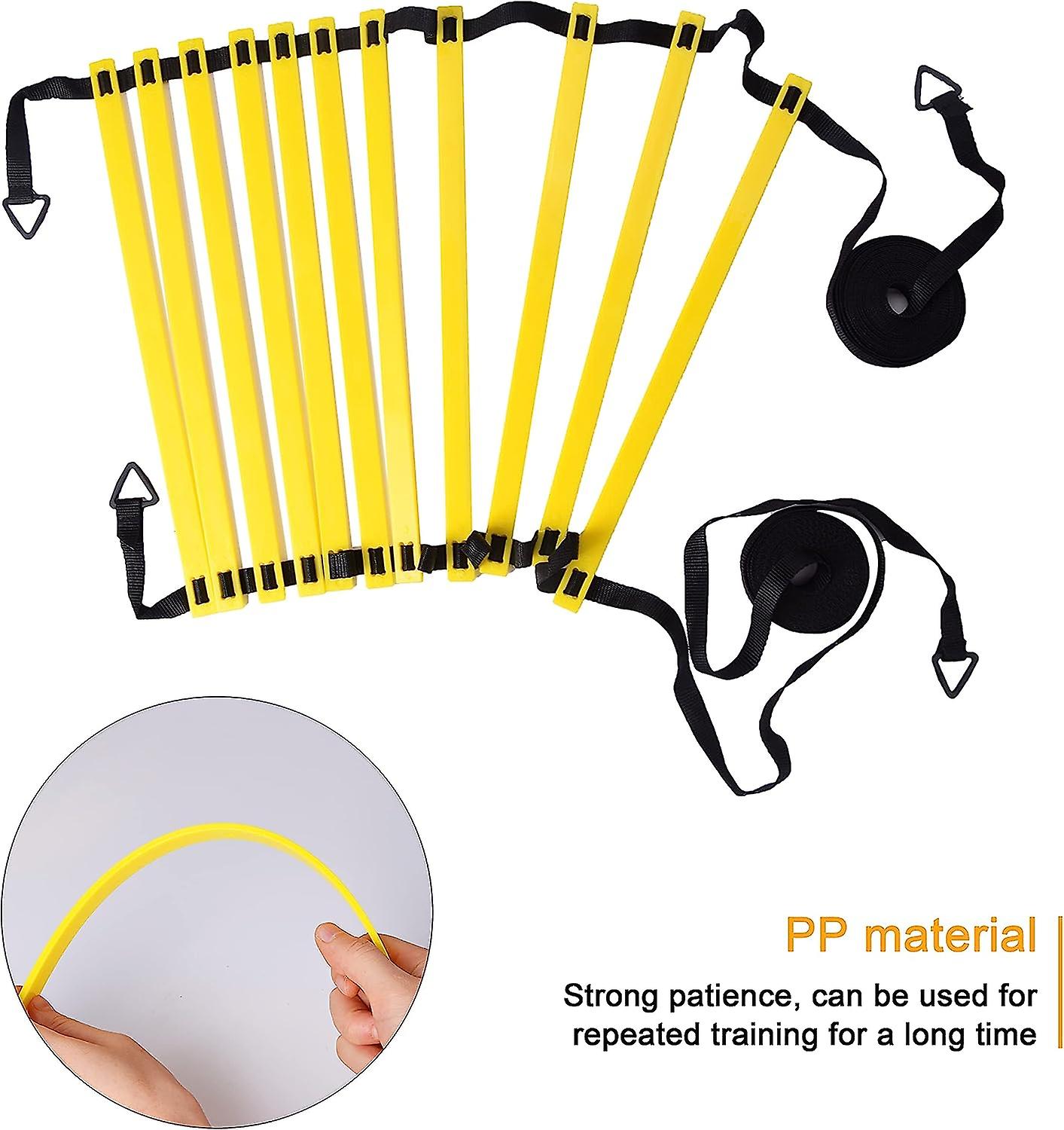 Agility Ladder Football Training Equipment Set 6m-12 Heavy Plastic Ladder 10 Disc Cones And 4 ...