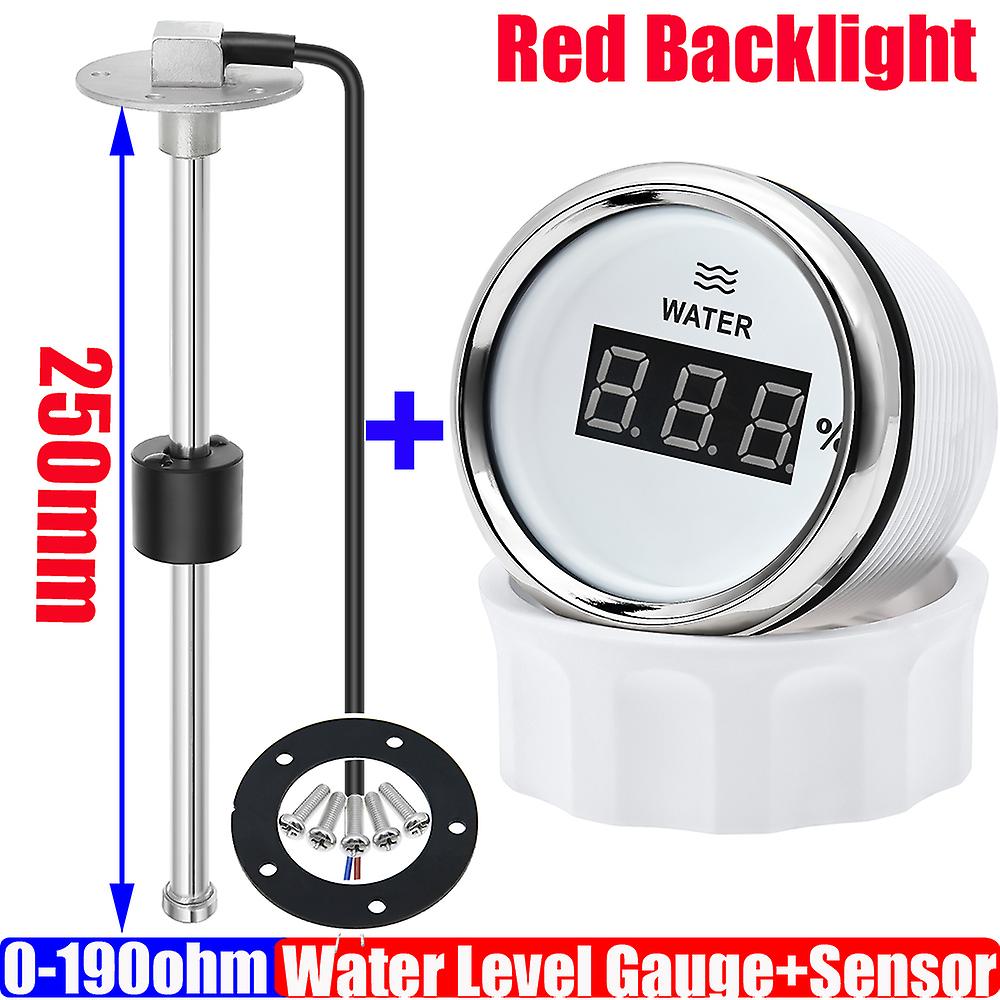 Digital 52mm Water Level Gauge+water Level Sensor 100-600mm Red Light Water Tank Meter Indicator ...
