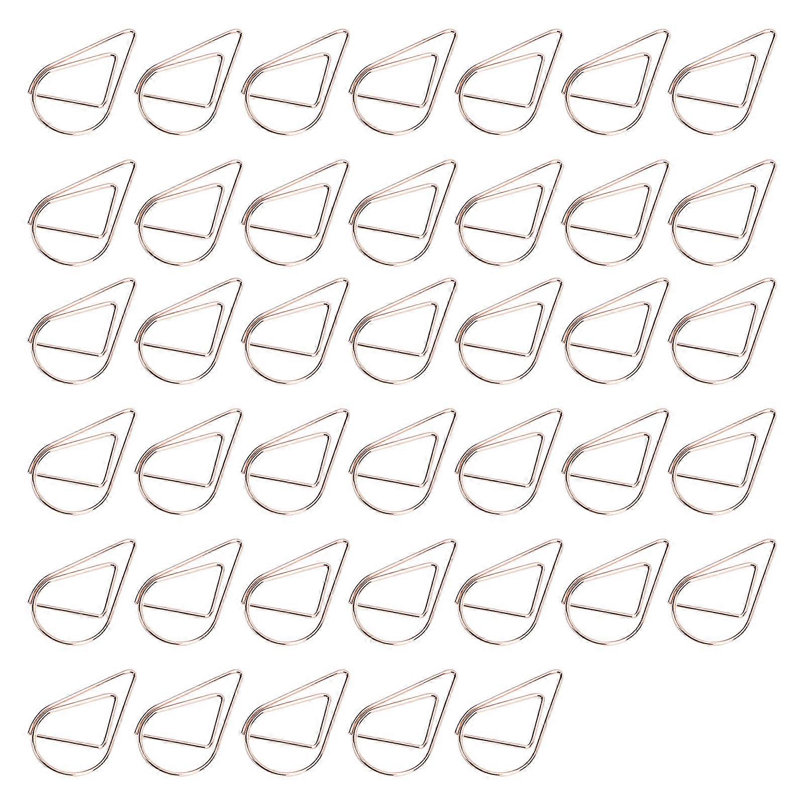 Water Drops Shape Paper Clips 40Pcs Rose Gold Cute Pins for Office File ...
