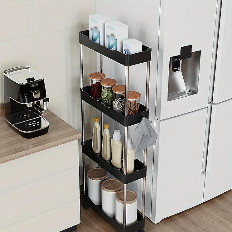 Bathroom Storage Rack With Wheels, 3/4 Layer Rolling Utility Cart ...