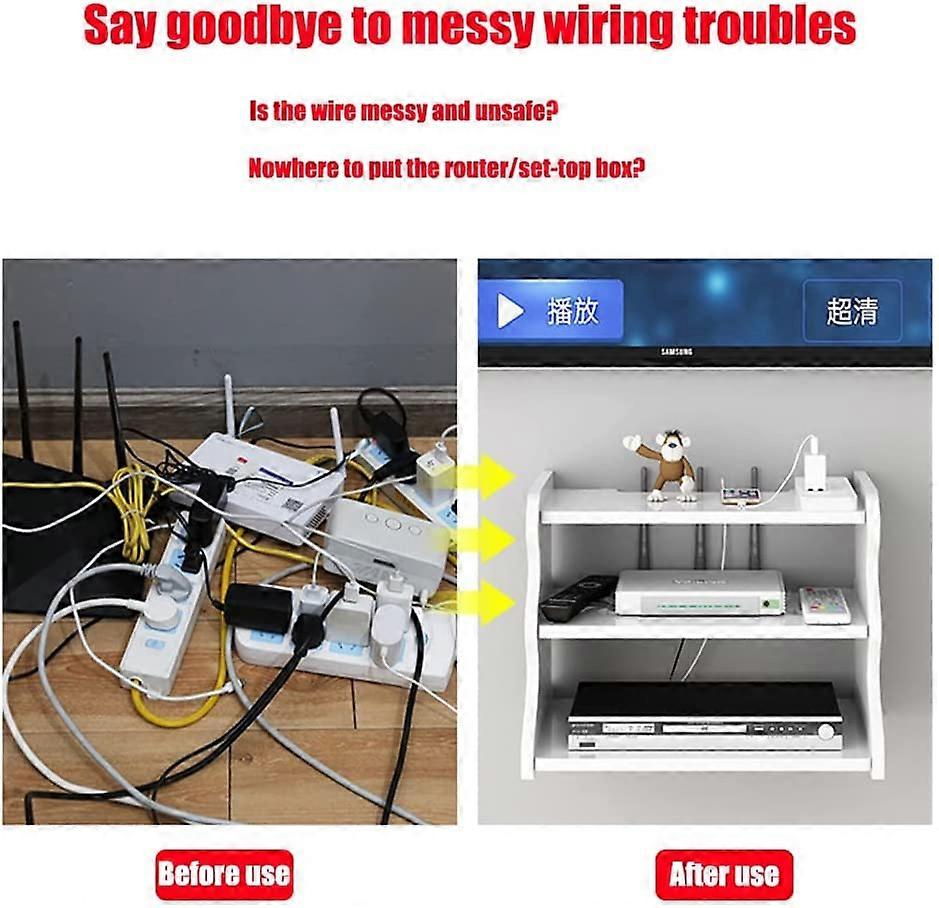 Floating TV Wall Shelf - Wall Mount - WiFi Router - For TV Components ...