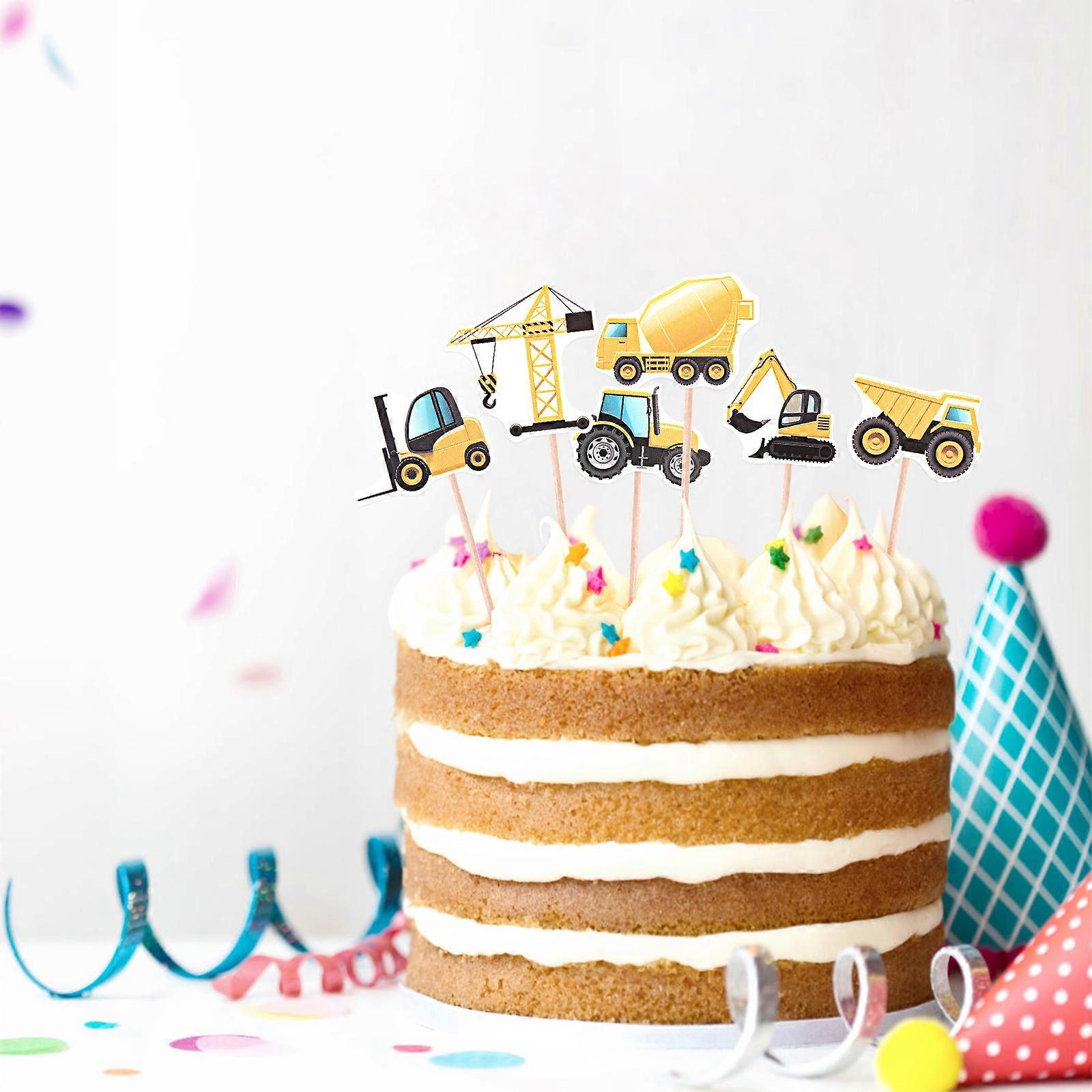 Toyvian 7pcs Cake Topper Excavator Tractor Cupcake Toppers Dump Truck ...