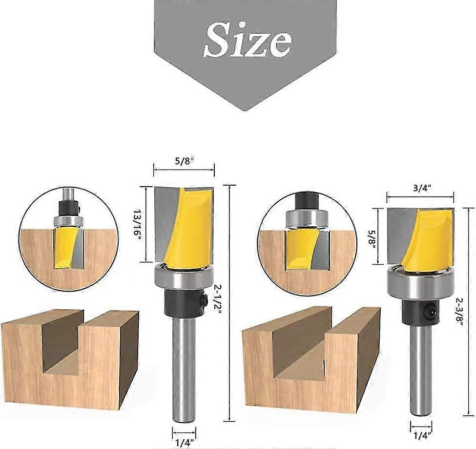 4 Pieces Flush Trim Hinge Mortising Template Router Bits Set With Ball ...