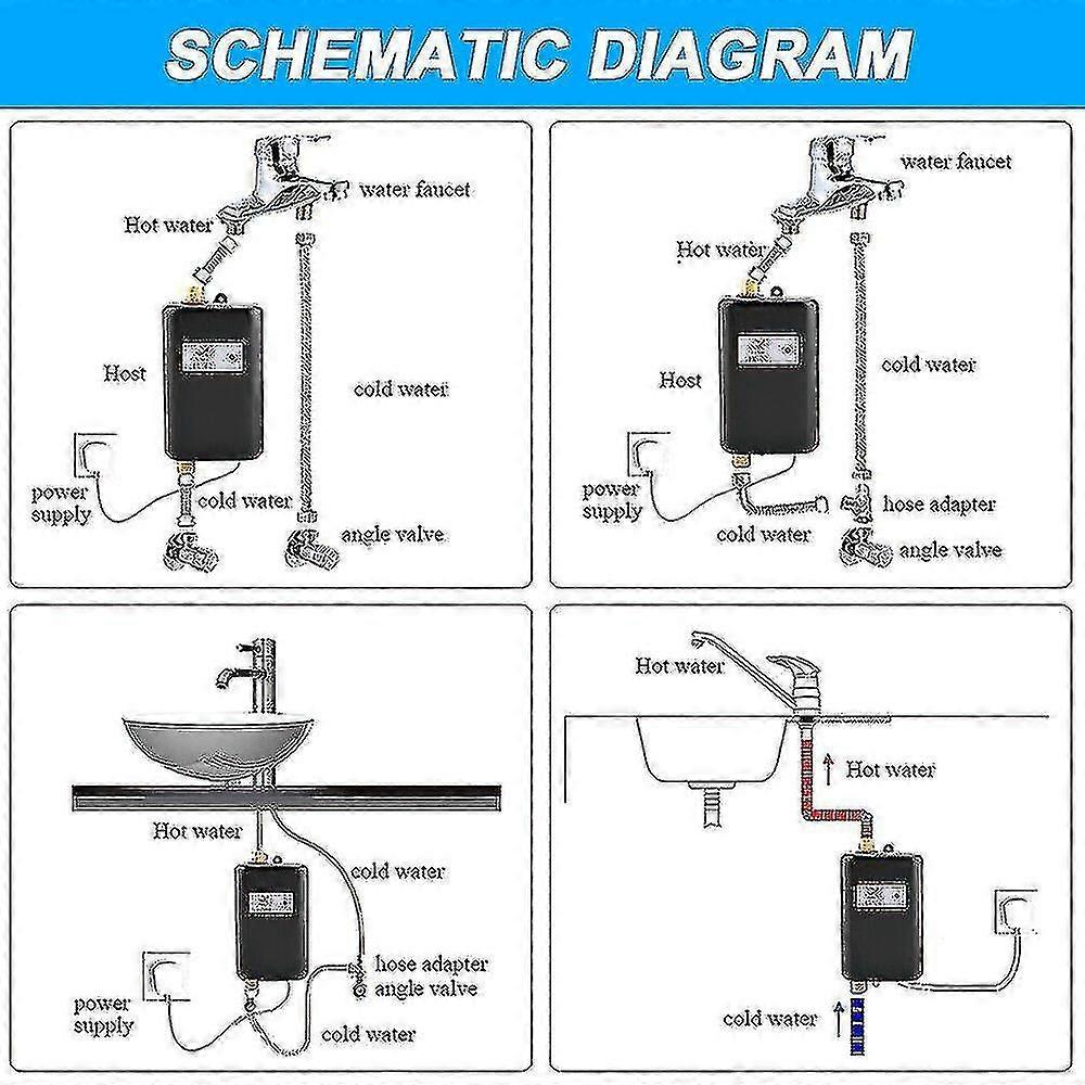 Electric Instant Hot Water System Tankless Shower Heater Under Sink Tap ...