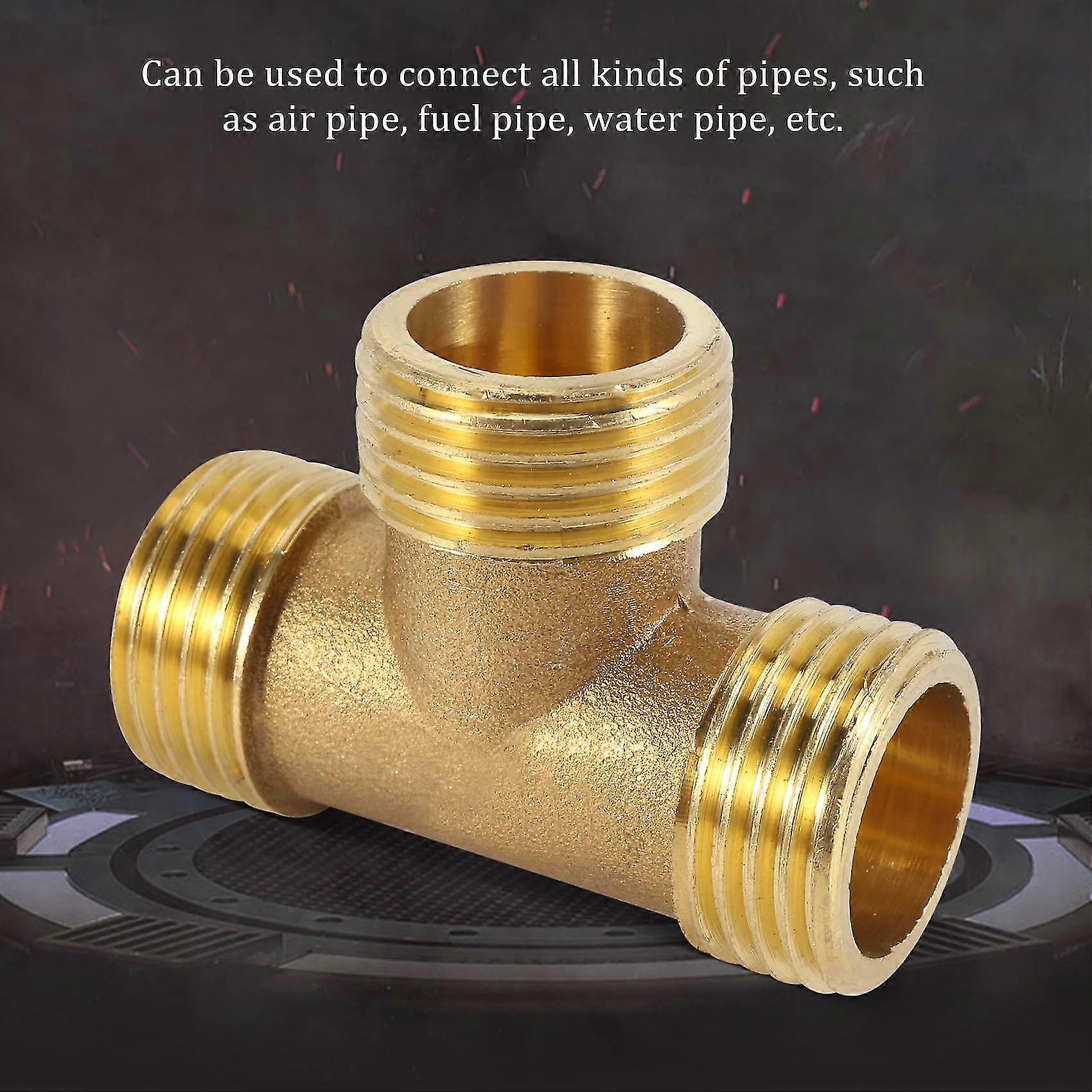 Brass T Shape Water Fuel Pipe Equal Male Tee Adapter Connector 1/2 ...