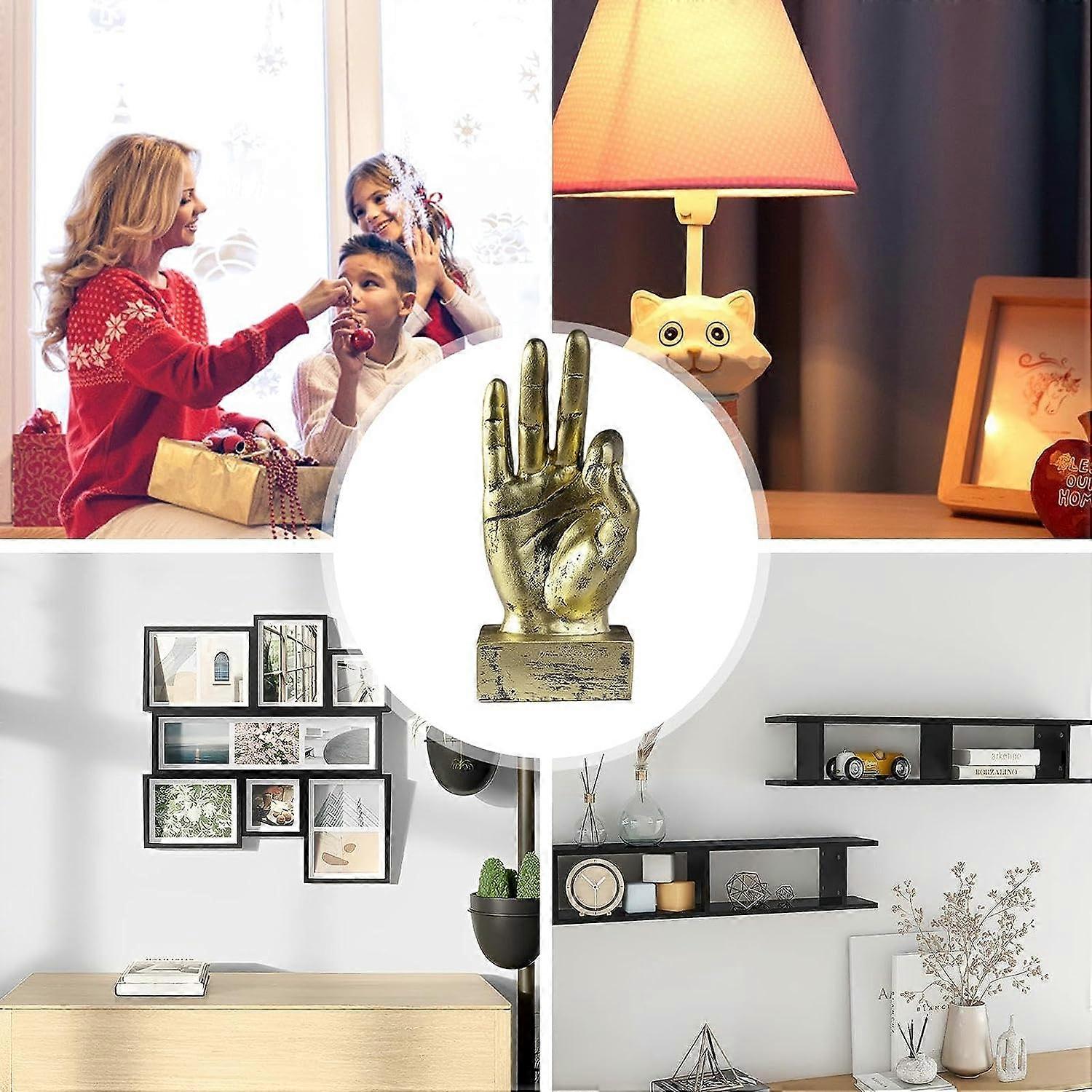 Hand Peace Sign Decor | Resin Finger Gesture Statues,Retro Style ...