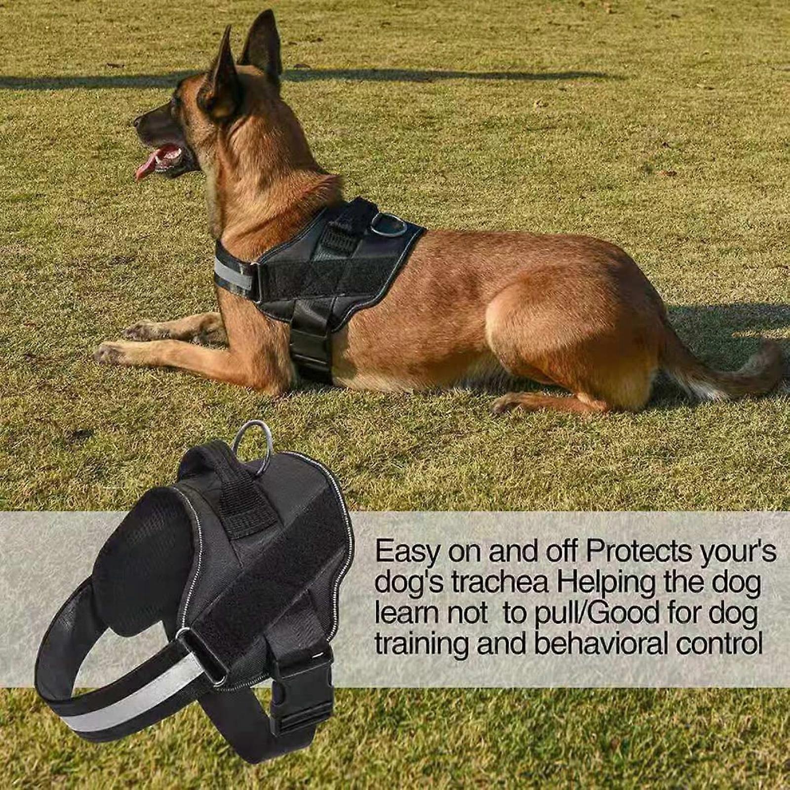 Dog Harness with Patch Panels and Handles, Adjustable, Reflective, Easy ...