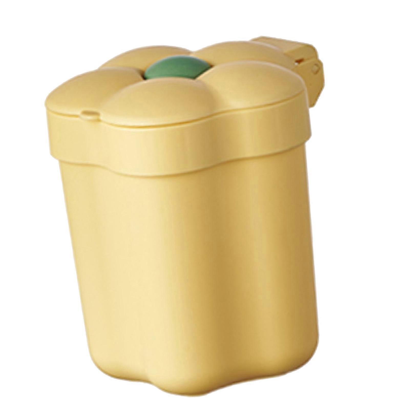 Desktop Trash Bin with Lid Flower Shape Small Garbage Can Large Opening ...
