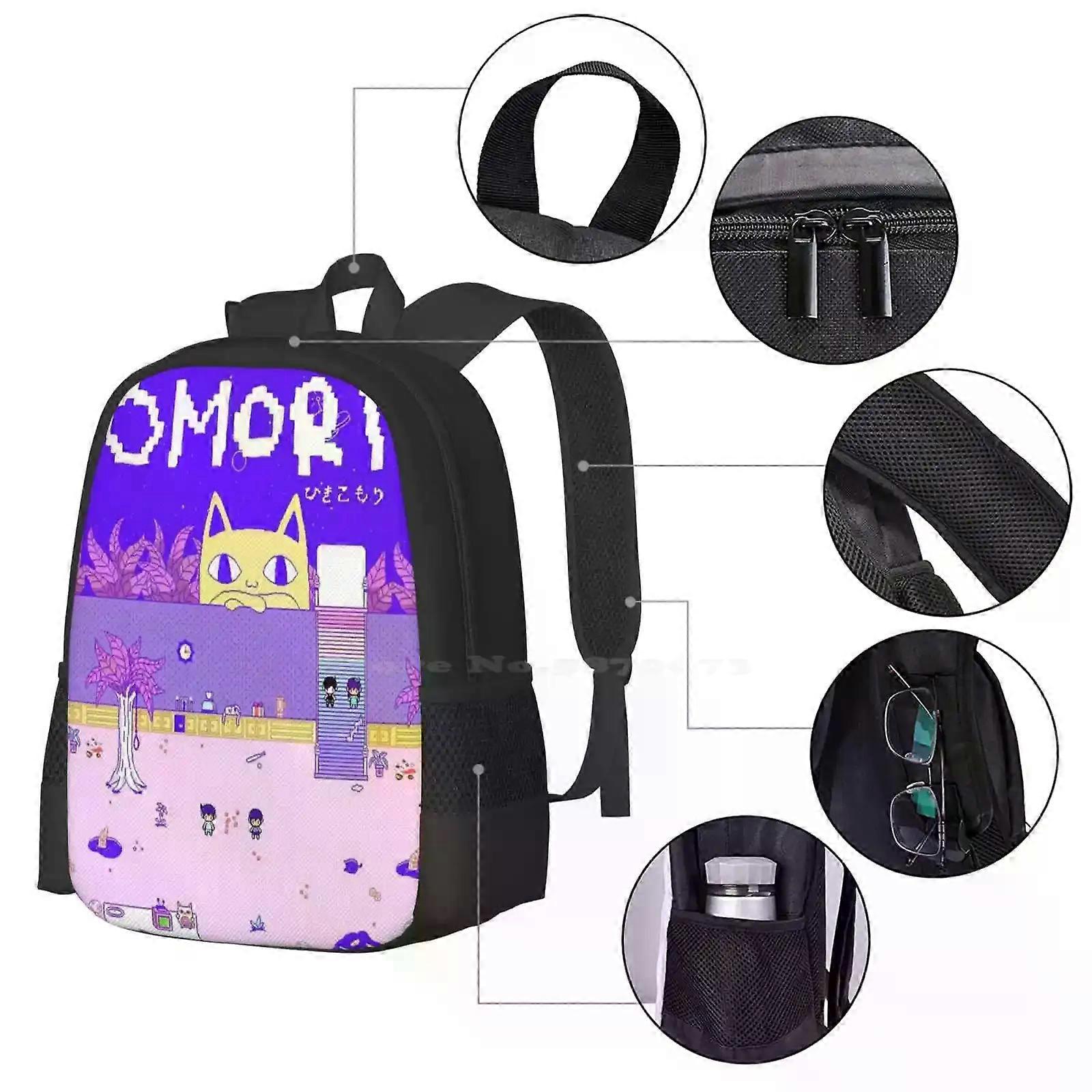 a1583 Backpack Omori Memes Tshirt Omori Game Sticker Backpack Fashion Bags Omori Game Omocat ...