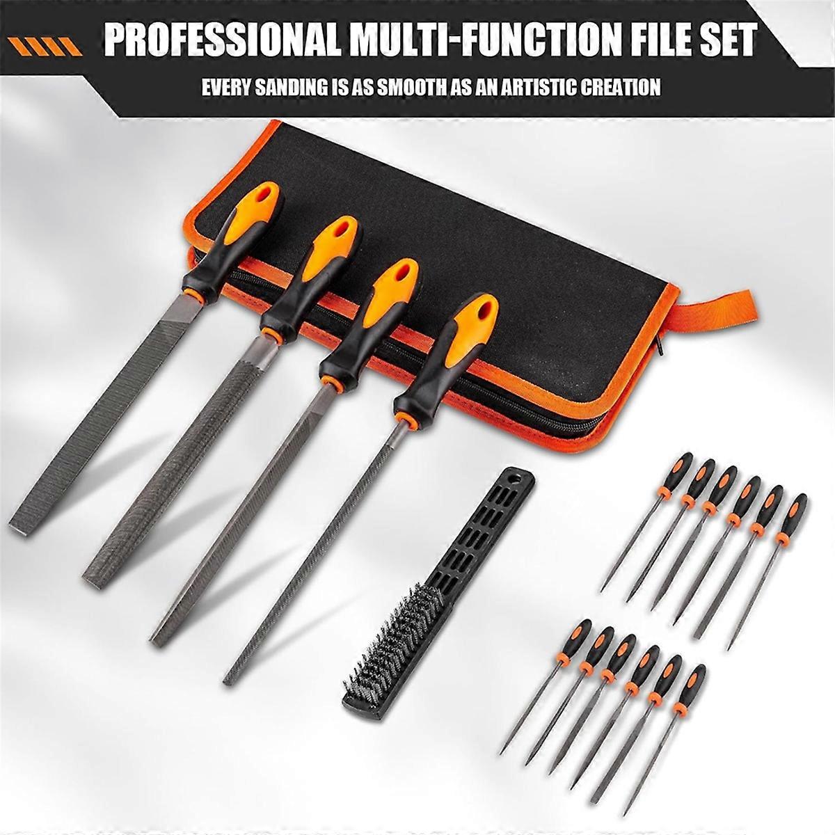 17-Piece Metal File Set, Upgraded Half-, Angle, Round, Flat and Needle ...