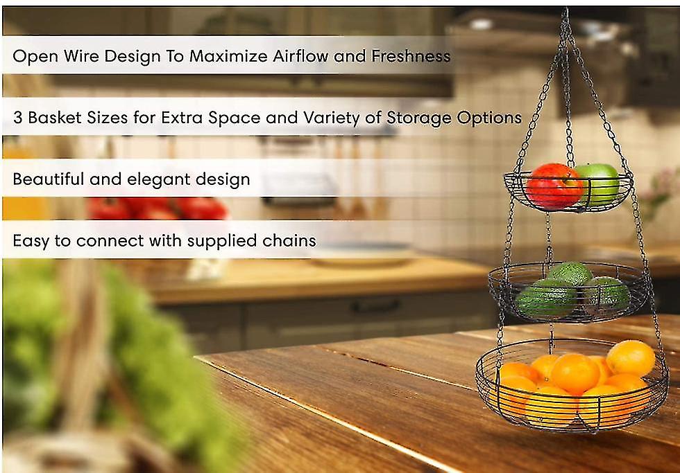 3-tier Kitchen Hanging Fruit Basket, 30-inches | Fruugo AU