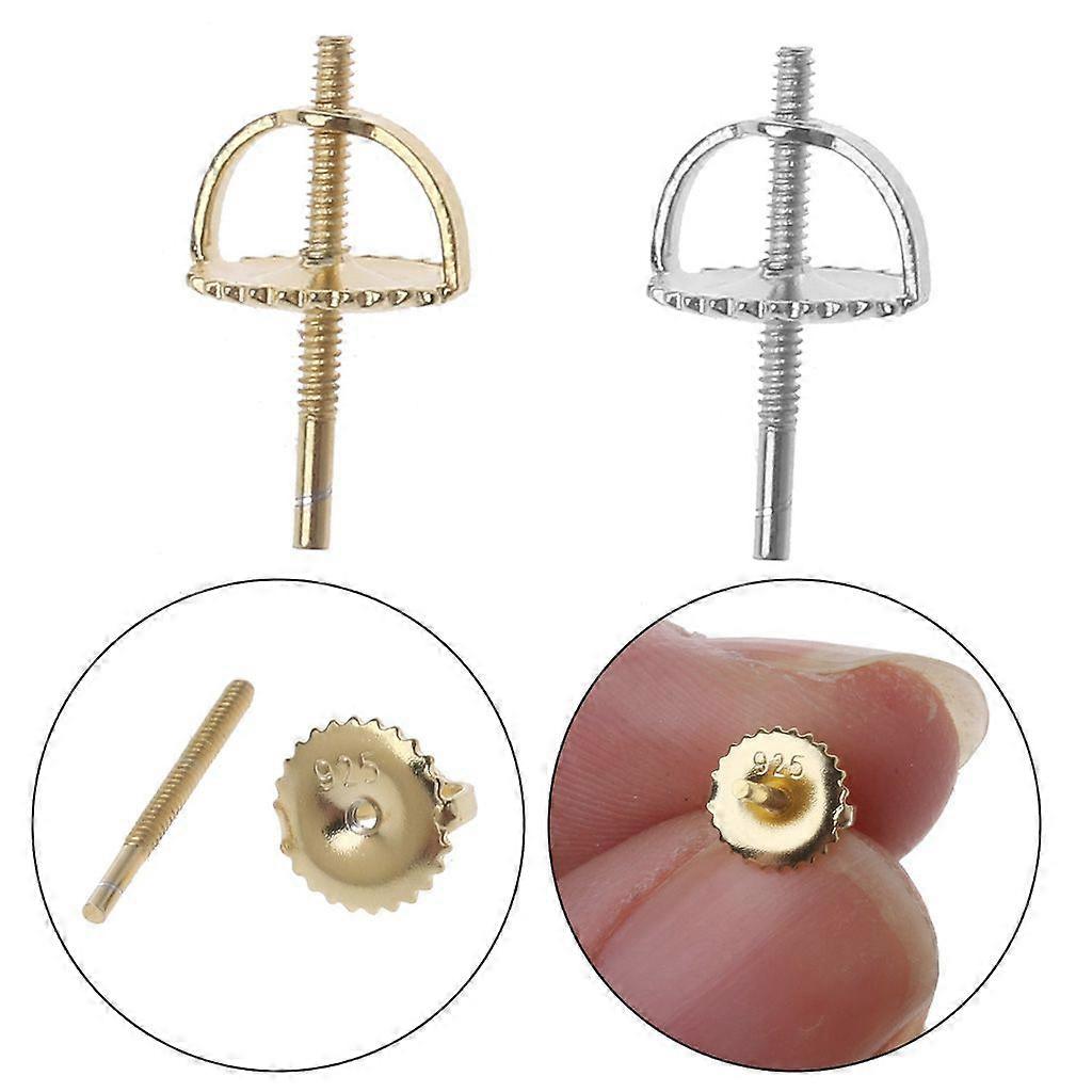 4 Pairs 925 Sterling Silver Secure Screw on Earring Backs Replacement ...
