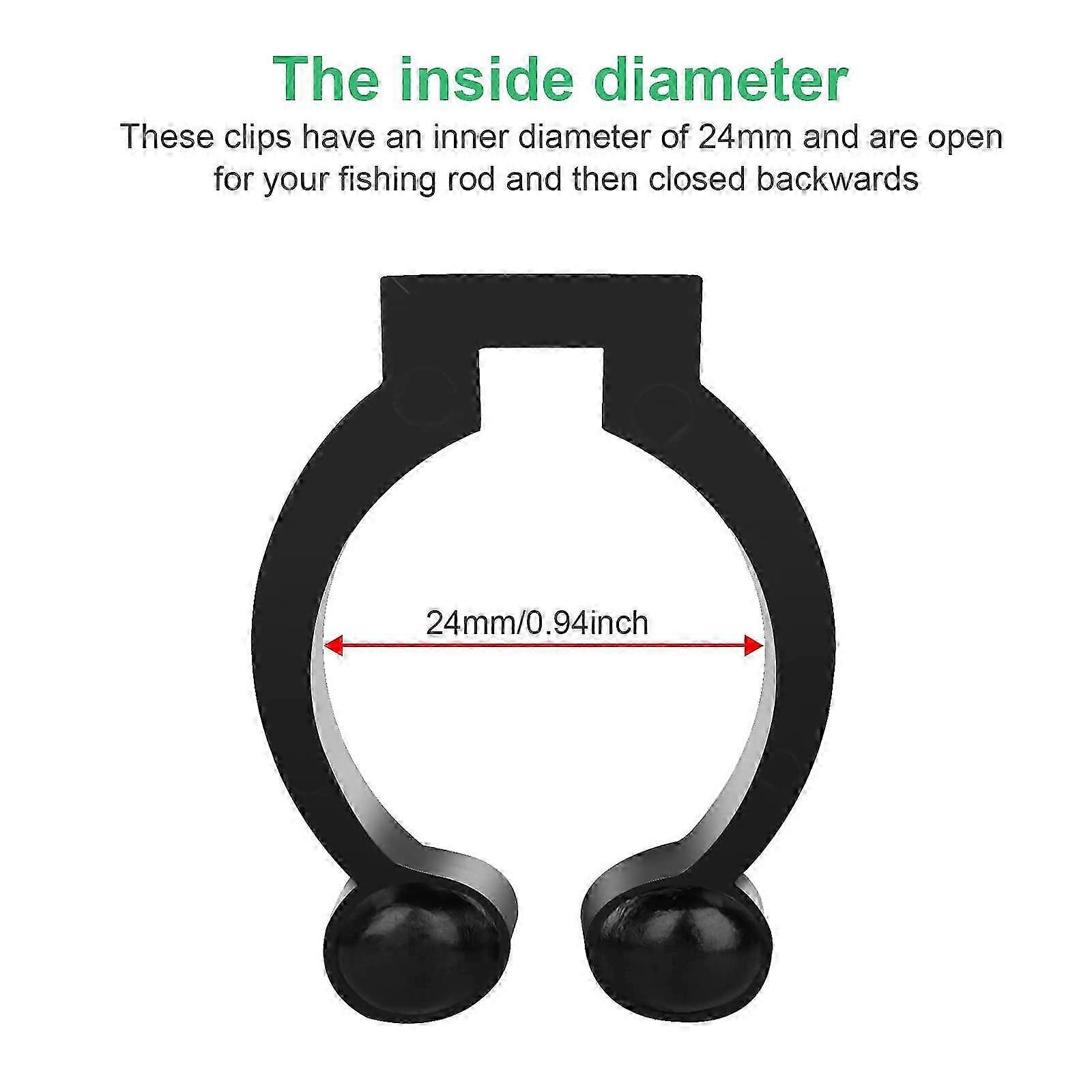 24mm Fishing Rod Holders Wall-Mounted Rack with 10 Pieces of Rod Clips ...