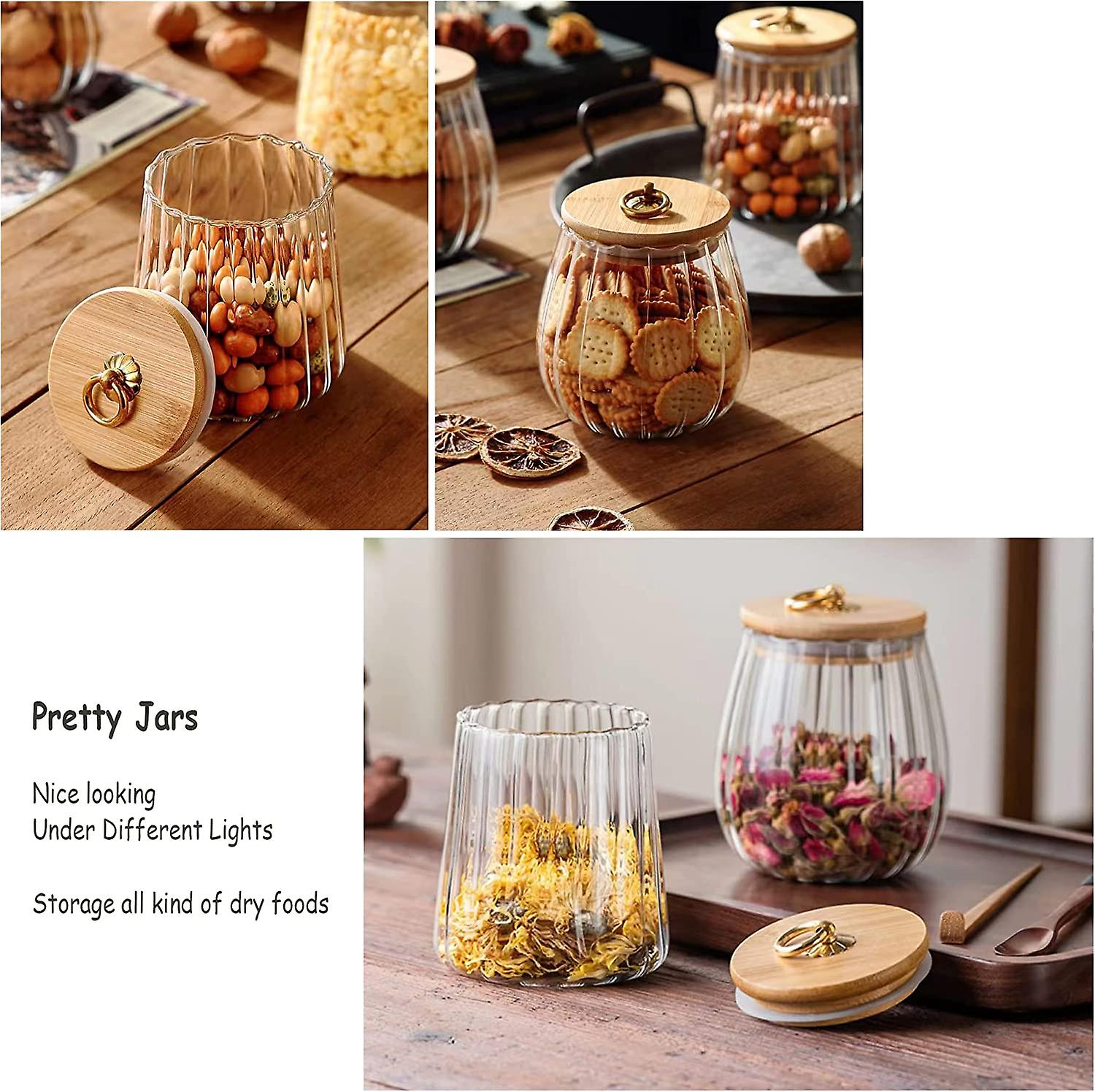 Glass Coffee Nuts Canister Airtight Storage Jar Petal Decorative ...