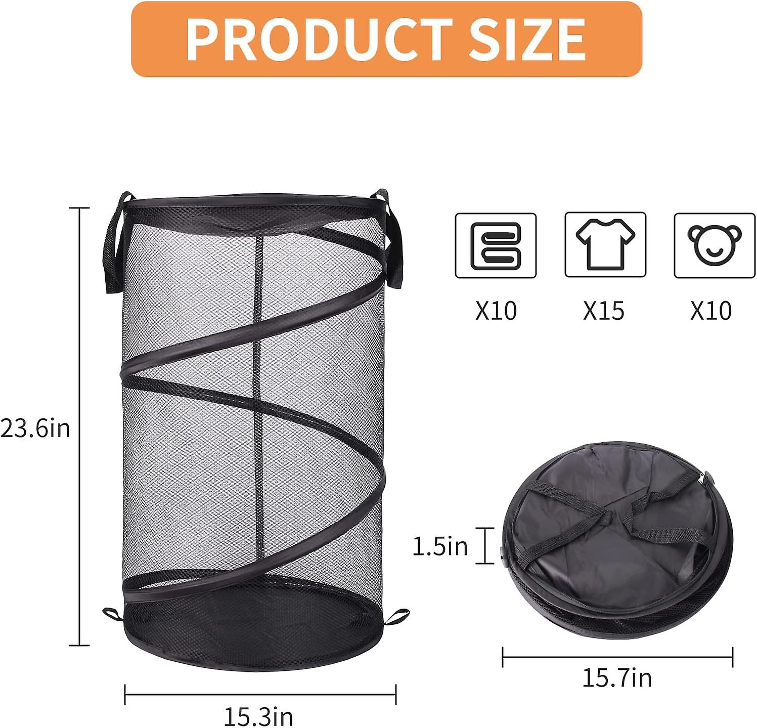Laundry Hamper Collapsible Round Laundry Hamper, Collapsible Mesh ...