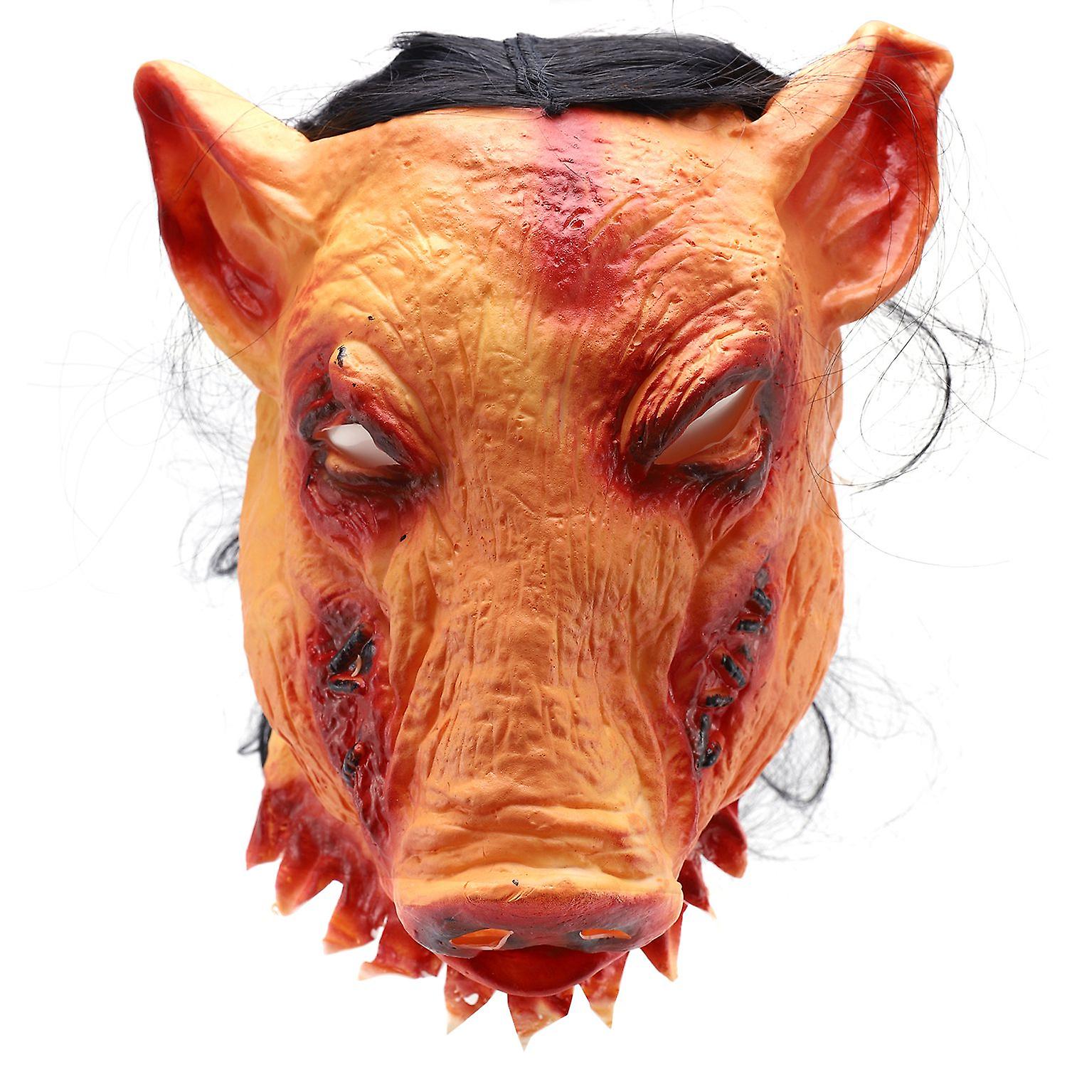 Scary Masks Novelty Pig Head Horror With Hair Masks Caveira Cosplay ...