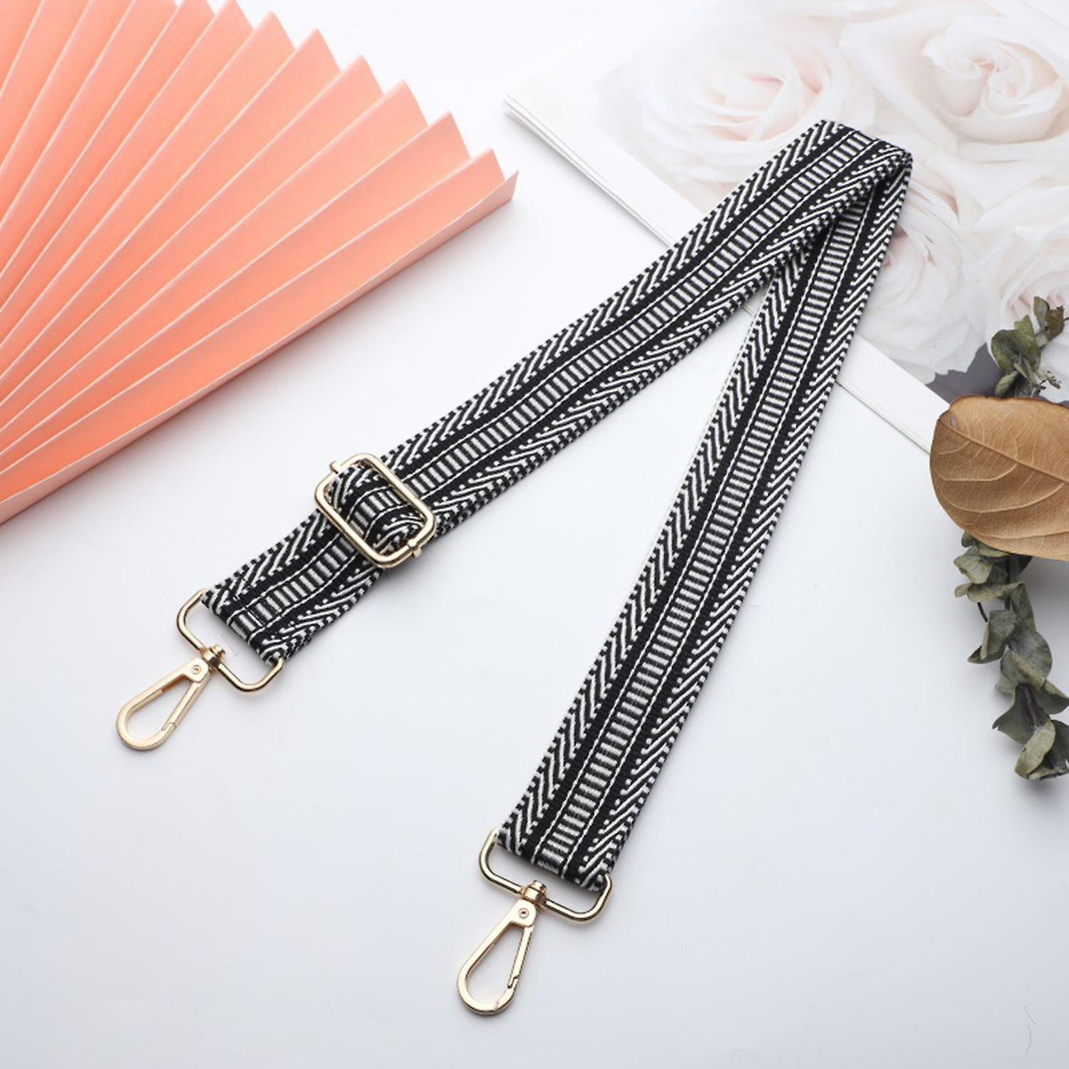 50MM Bag Shoulder Strap Adjustable Widened Striped Print Snap Hook Clip ...