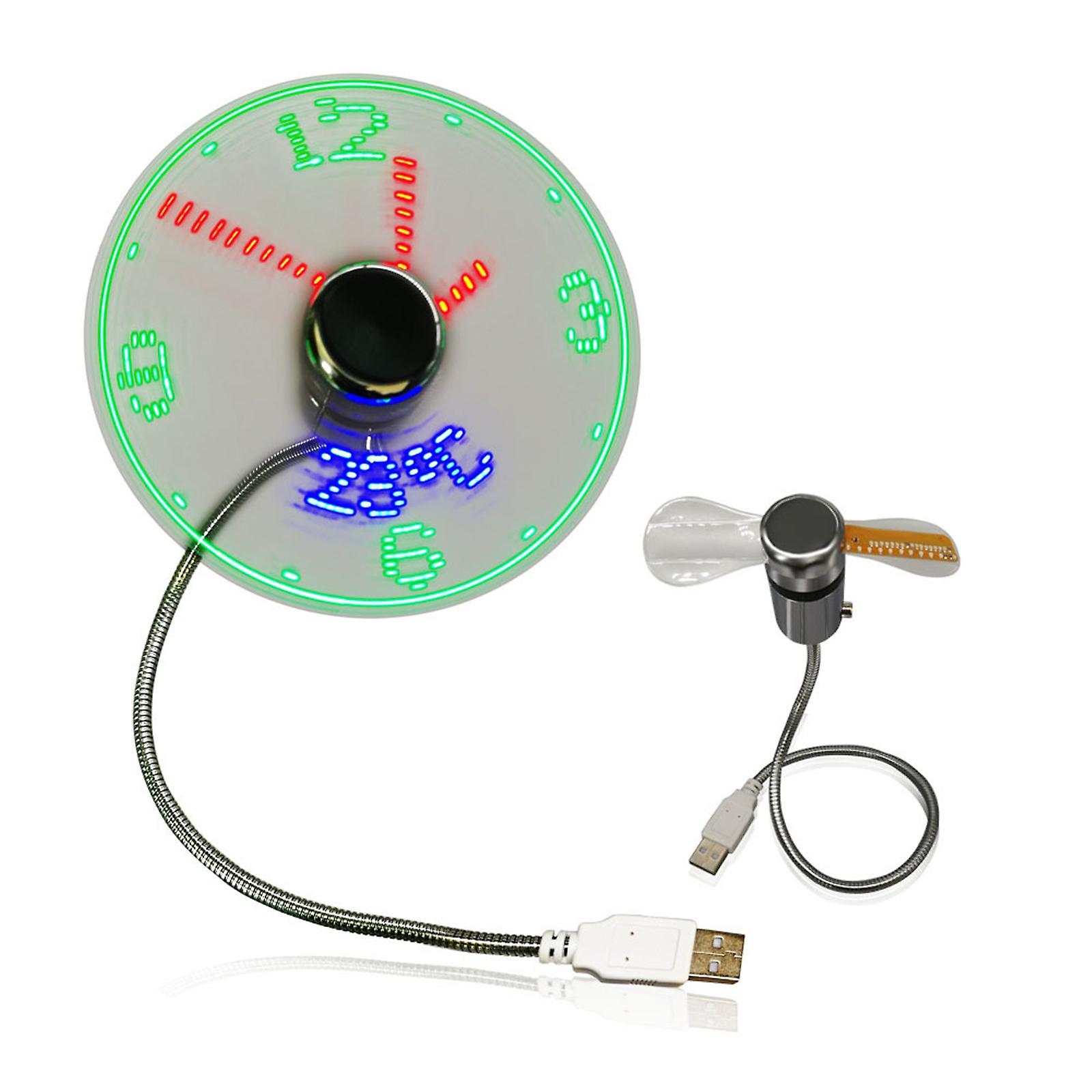 Led Clock Fan With Temperature Desktop Flexible Cooling Fan For Desk ...