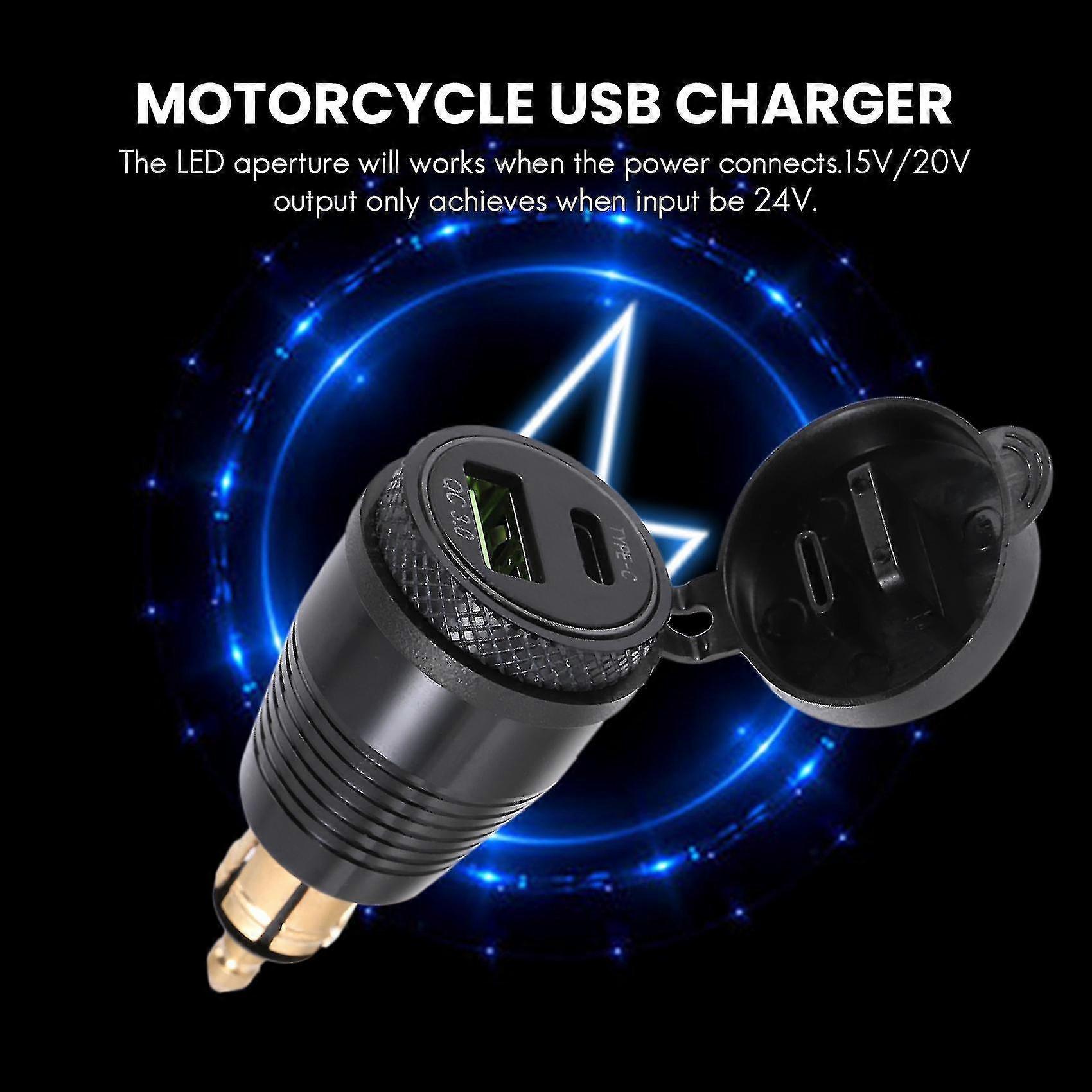 Motorcycle Din Plug Waterproof Charger To Qc3.0 Usb Charger & Type C ...