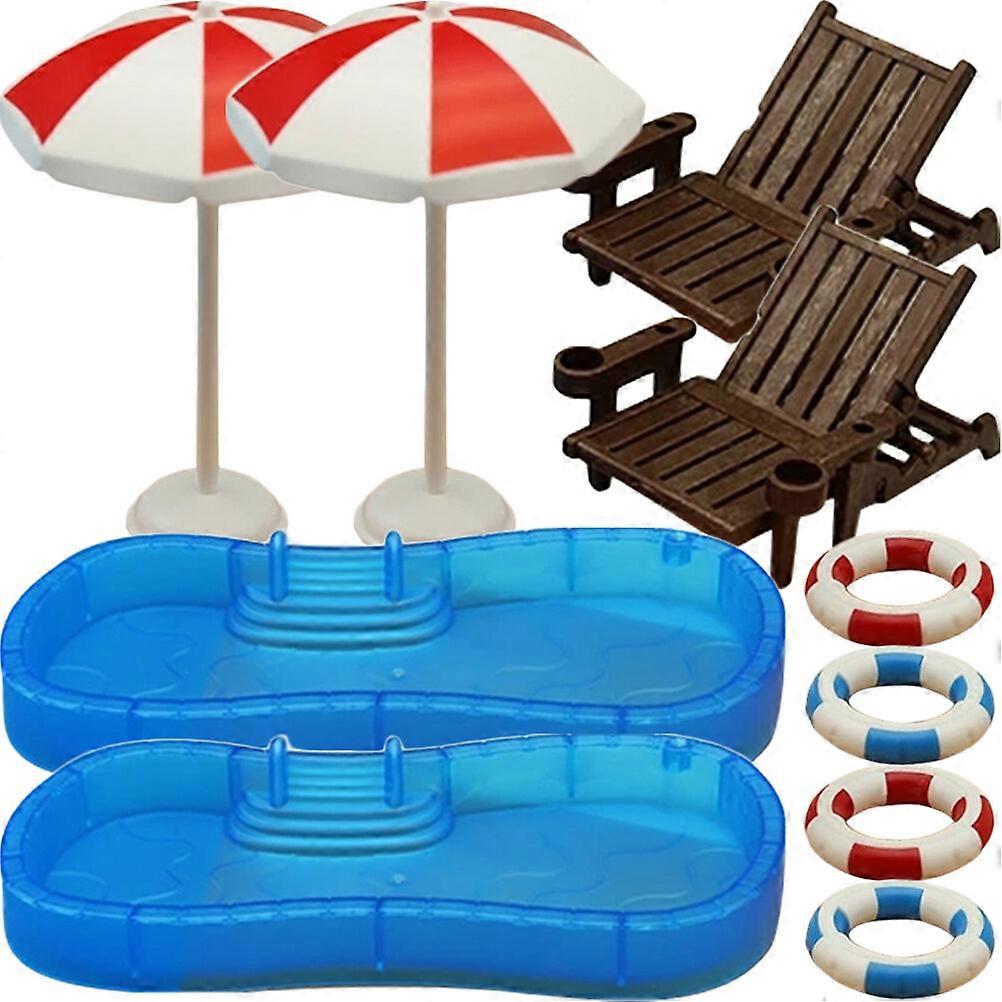 2 Sets Mini Swimming Pool Mini House Swim Ring Beach Chair Beach ...
