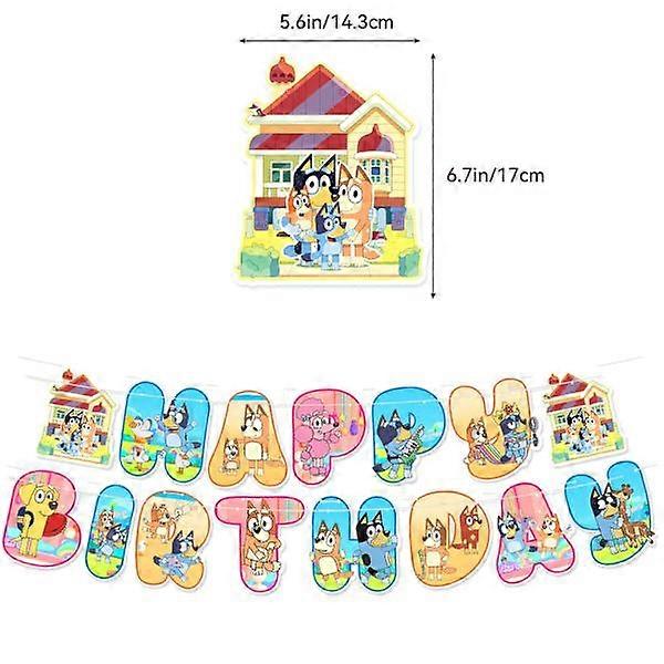 Bluey narozeninová oslava vlajka bannery, dort dekorace, balóny ...