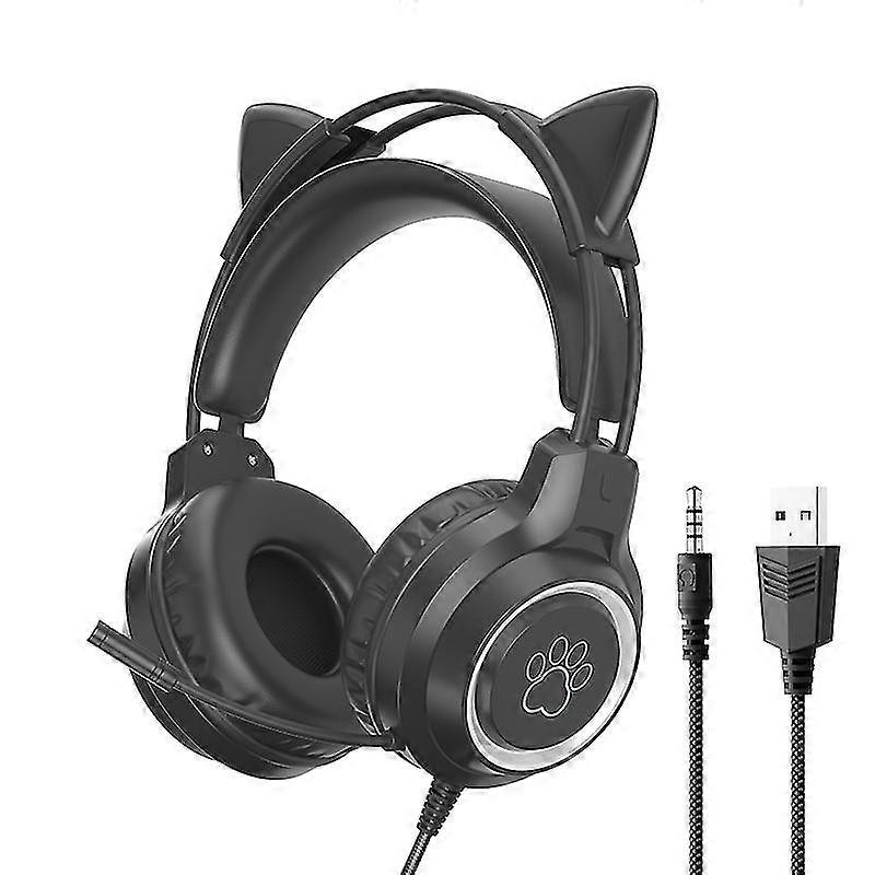 G35 Detachable Cat Ears PC Gaming Headset Wired Over-ear Headphones ...