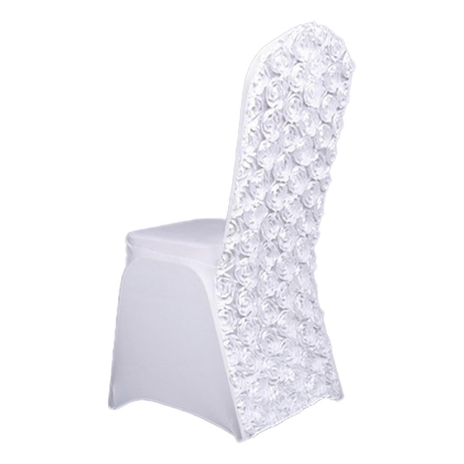 Chair Covers Elastic Tear Resistant Spandex Satin Rosette Back Chair ...