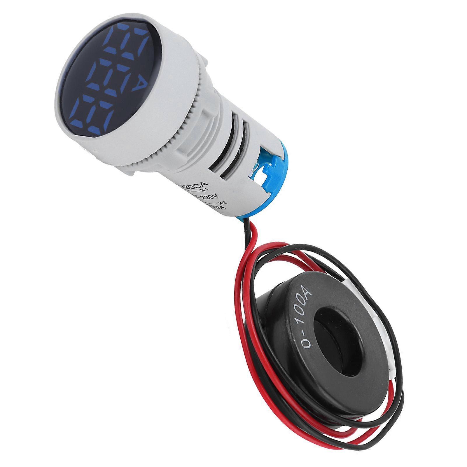 Digital Current Meter Crystal Panel Ammeter Round Signal Indicator AC ...