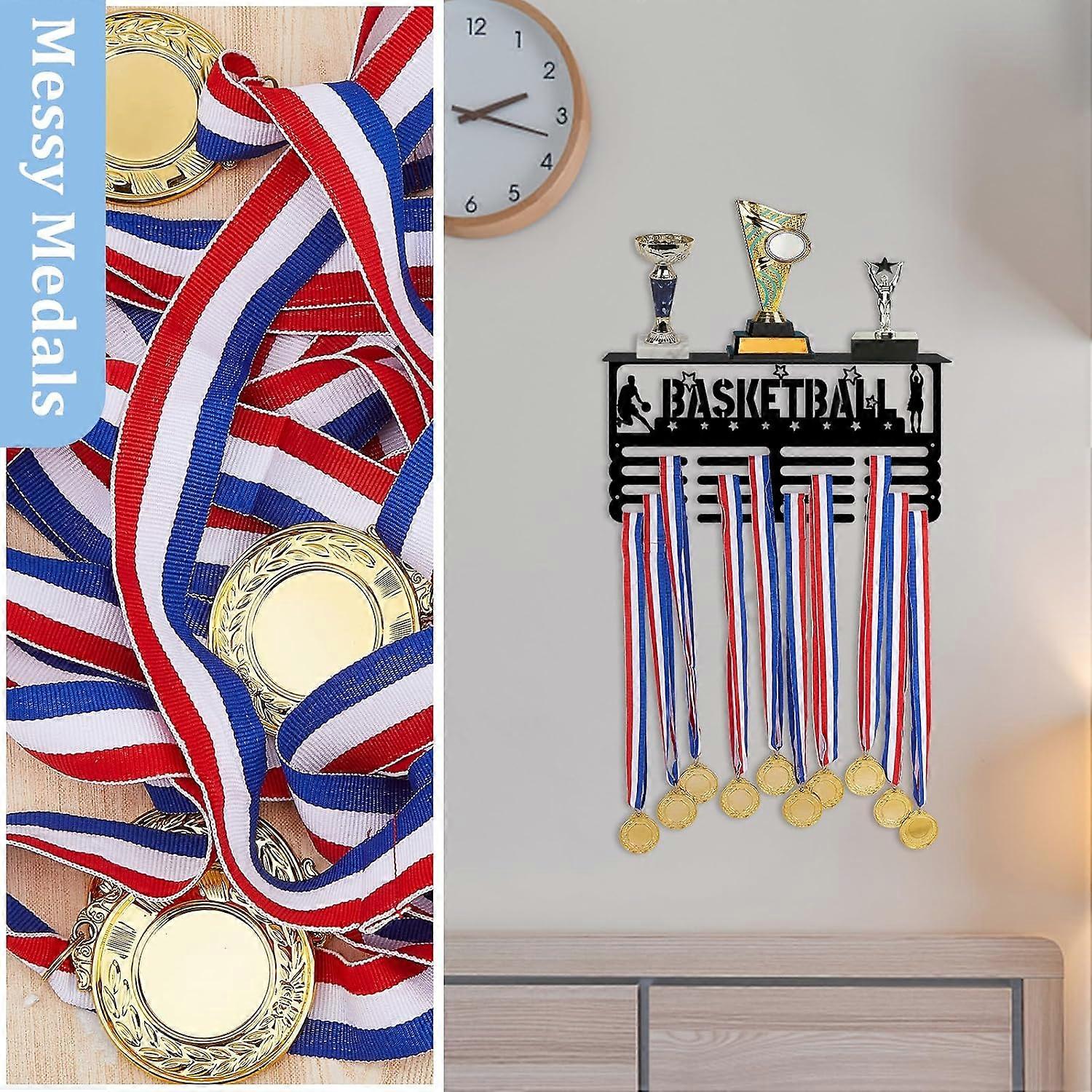 Basketball Medal Trophy Hanger Rack Medal Hanger Display with Shelf for ...
