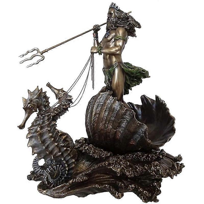 Poseidon Greek God Of The Sea Statue Resin Art Neptune On Seahorse Figurine XH | Fruugo UK
